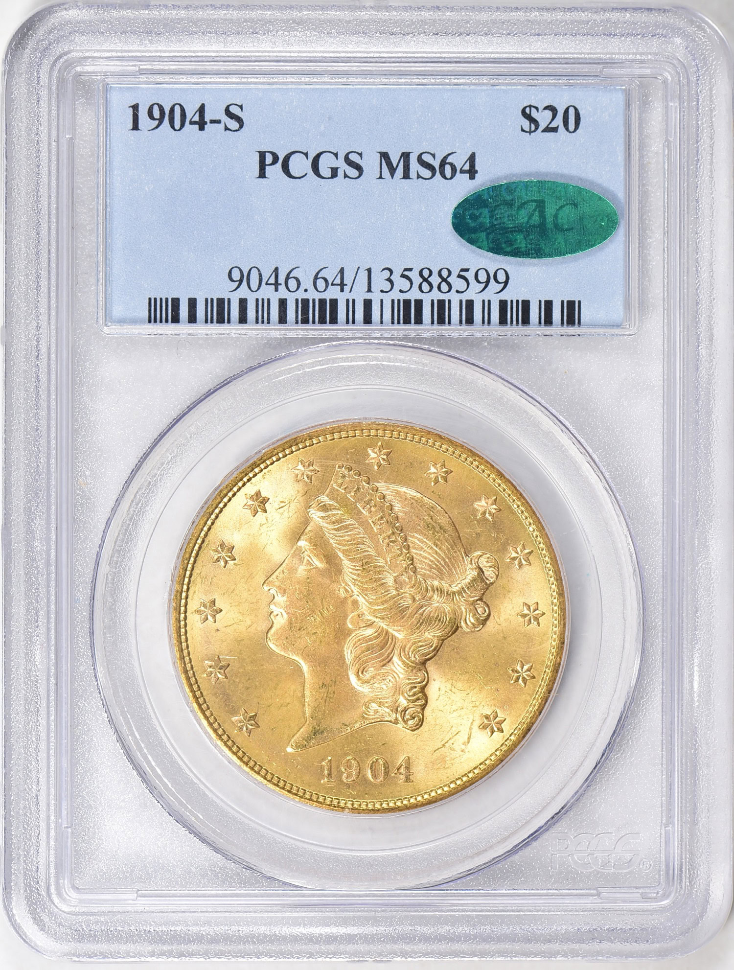 1904-S Liberty Gold Double Eagle PCGS MS-64 (CAC Green) (Item 707707) | GreatCollections Coin ...