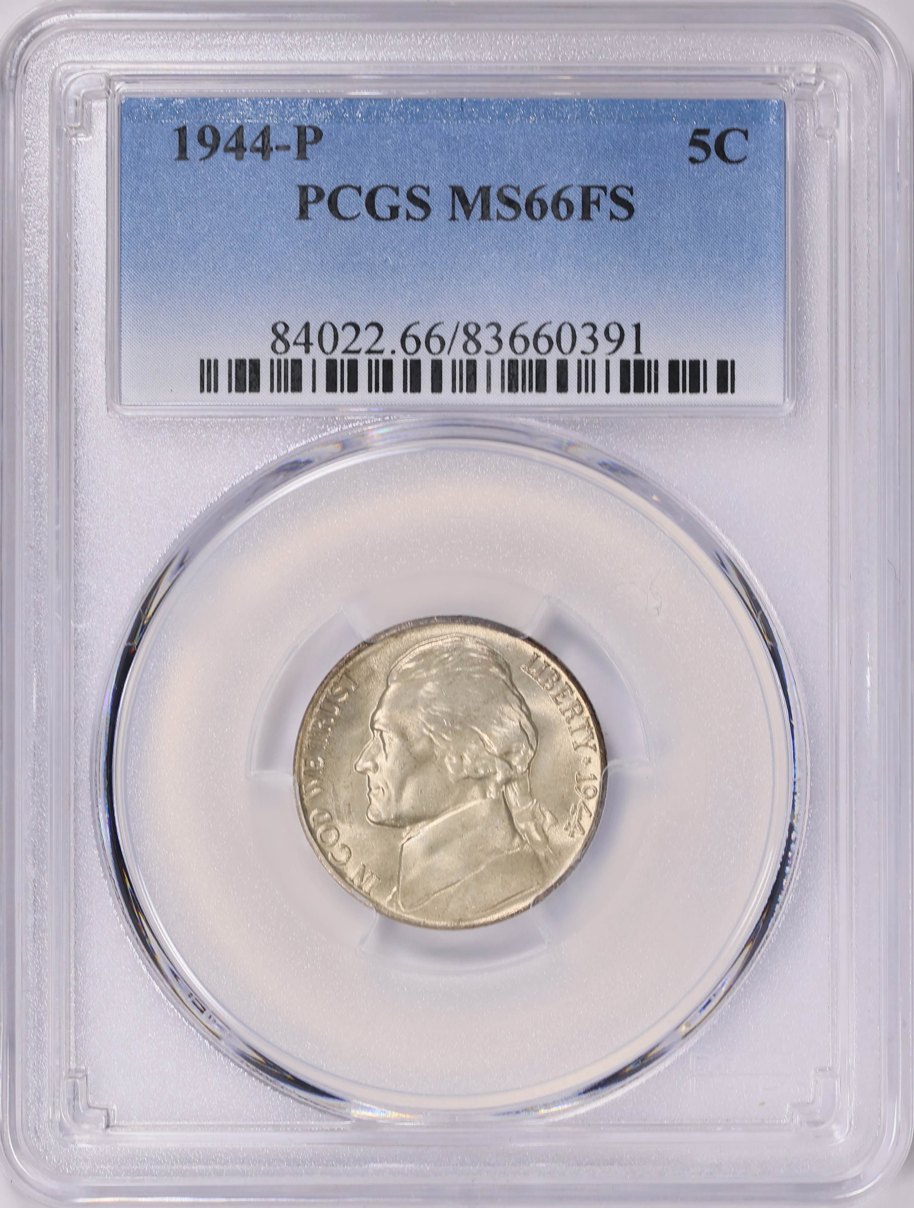 1944-P Jefferson Nickel PCGS MS-66 FS (Item 709567) | GreatCollections ...