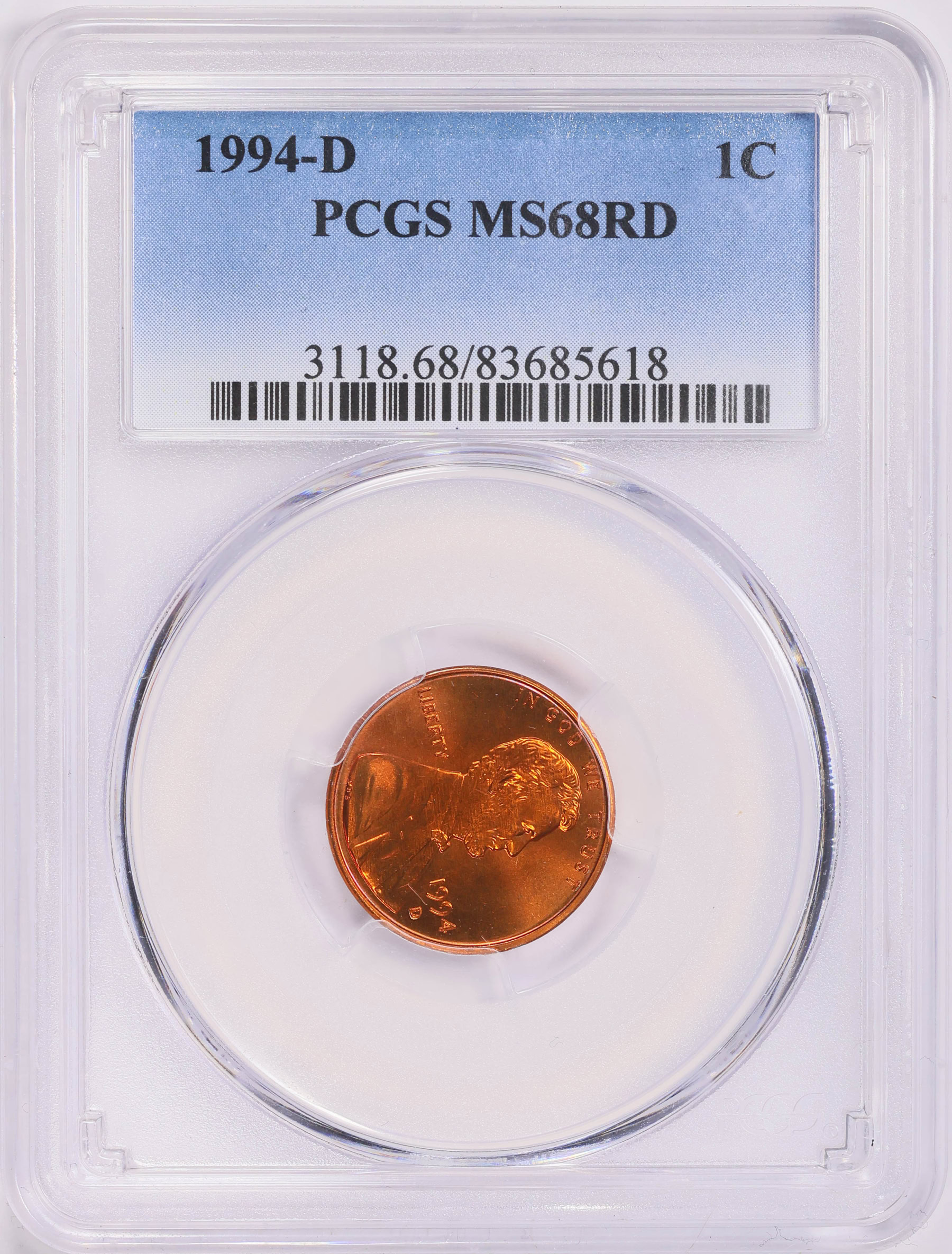 1994-D Lincoln Cent PCGS MS-68 RD (Item 709658) | GreatCollections Coin ...