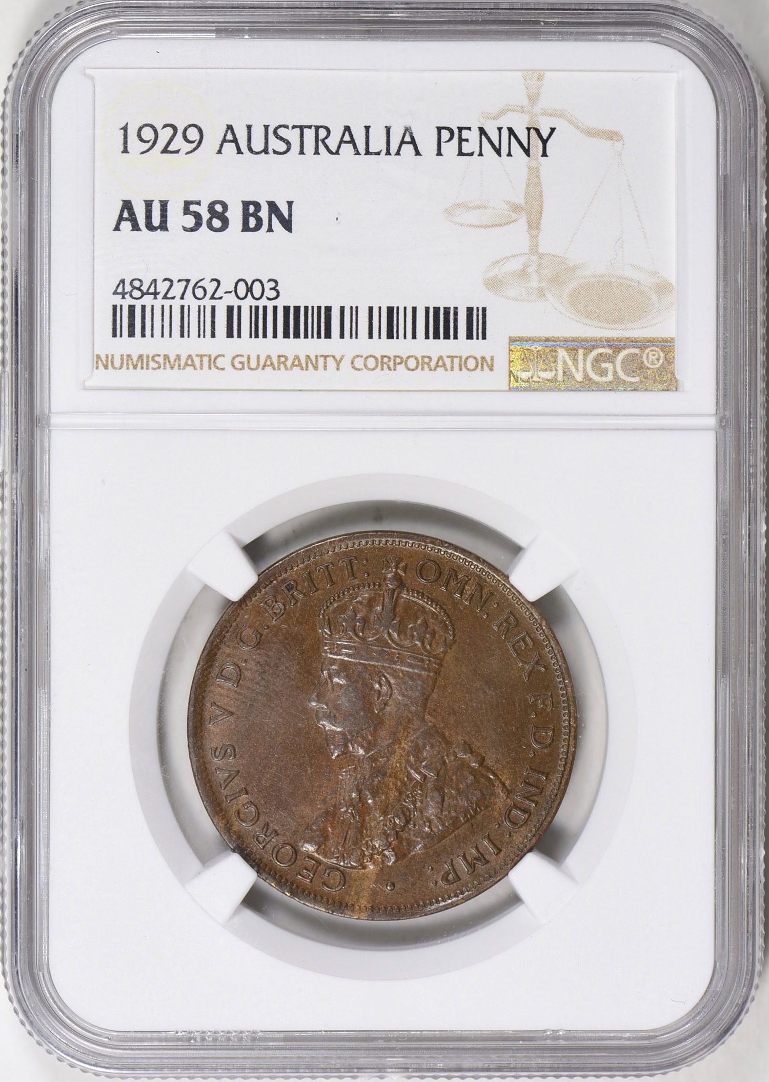 Australia 1929 Penny KM-23 NGC AU-58 BN | NGC Cert #4842762-003 ...