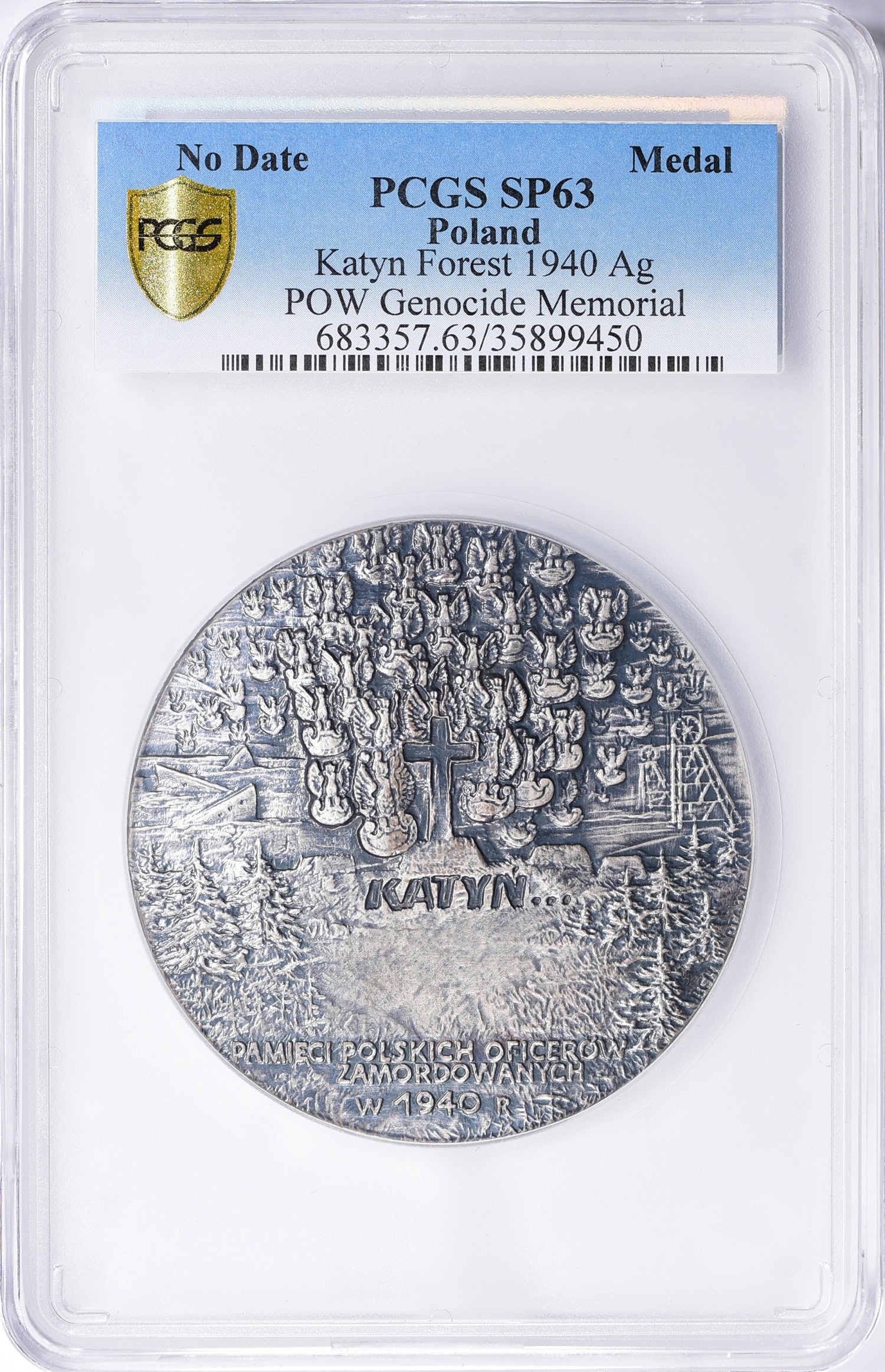 Poland ND Silver Katyn Forest POW Genocide Memorial Medal PCGS SP-63 ...