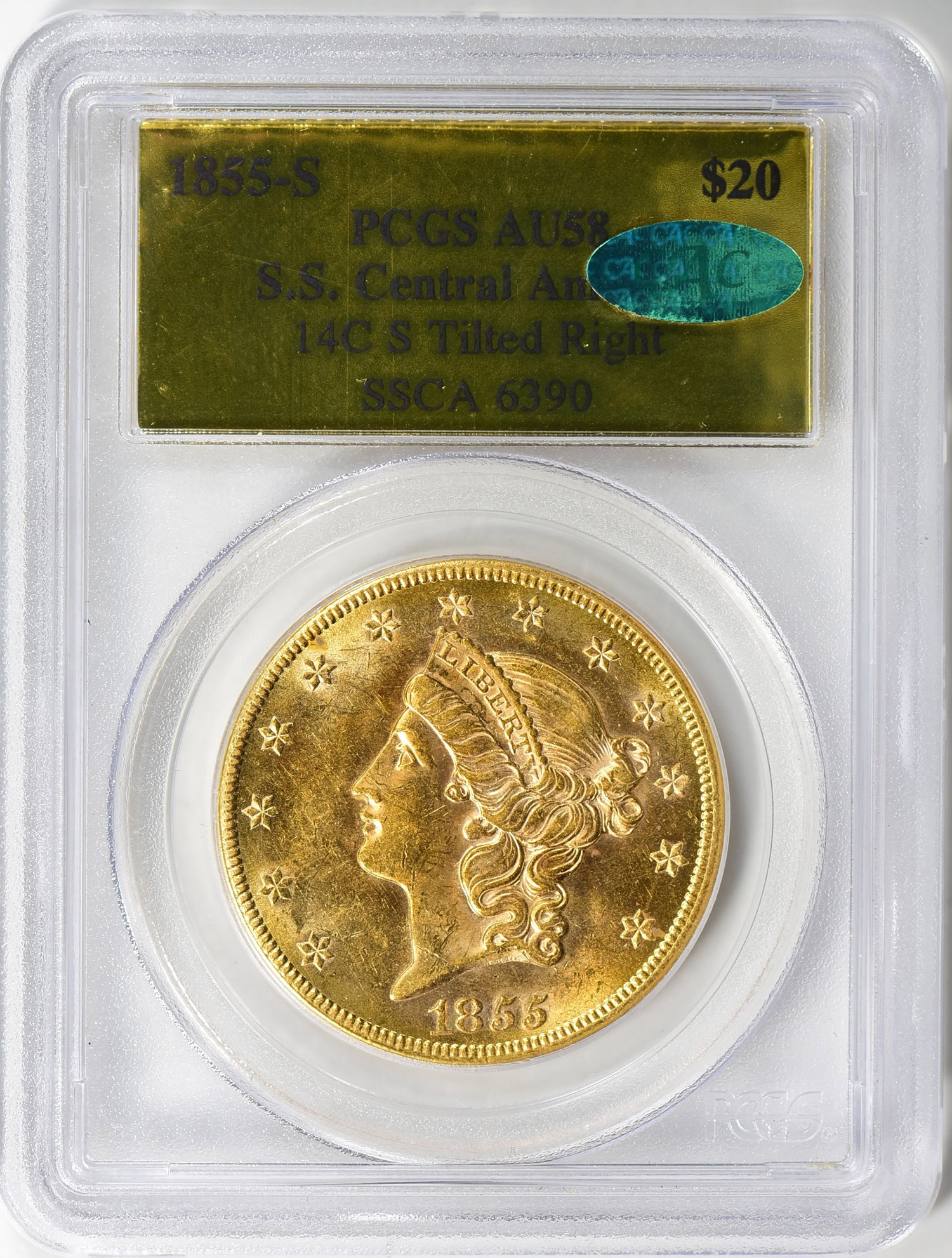 1855-S Liberty Gold Double Eagle Shipwreck S.S. Central America 14C S ...