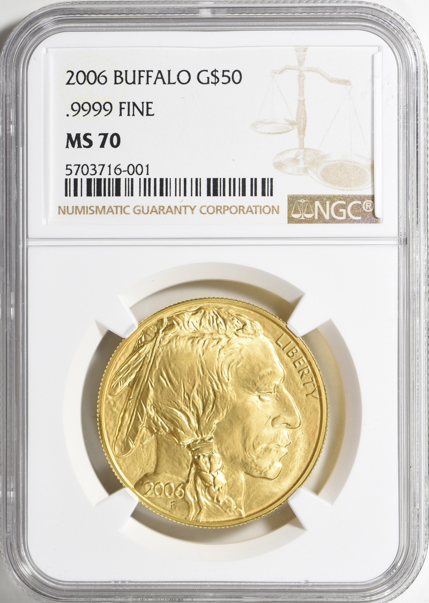 2006 $50 One-Ounce Gold American Buffalo NGC MS-70 (Item 729327) | GreatCollections Coin Auctions