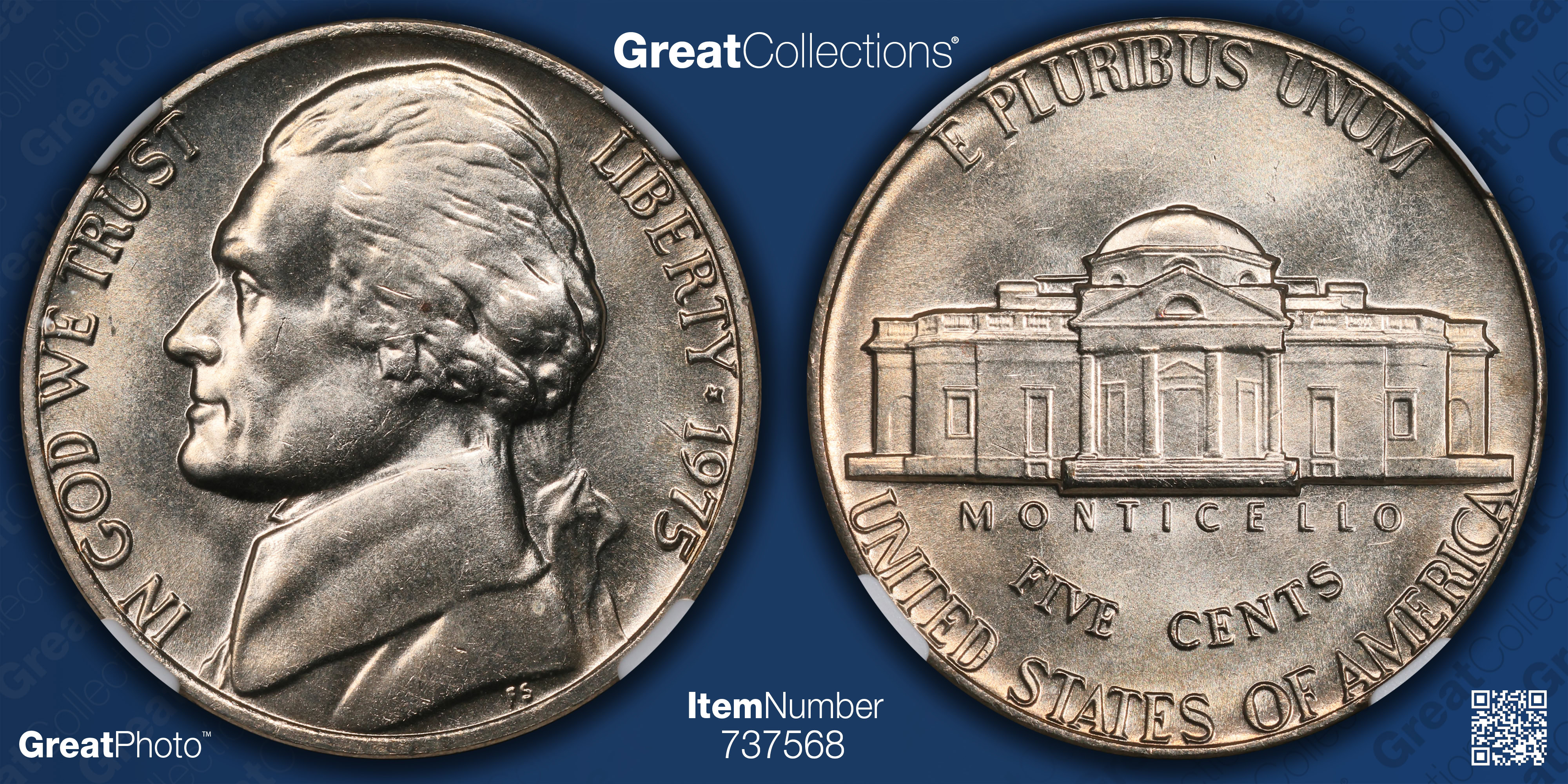 1975 Jefferson Nickel NGC MS-65+ 5FS (Item 737568) | GreatCollections ...