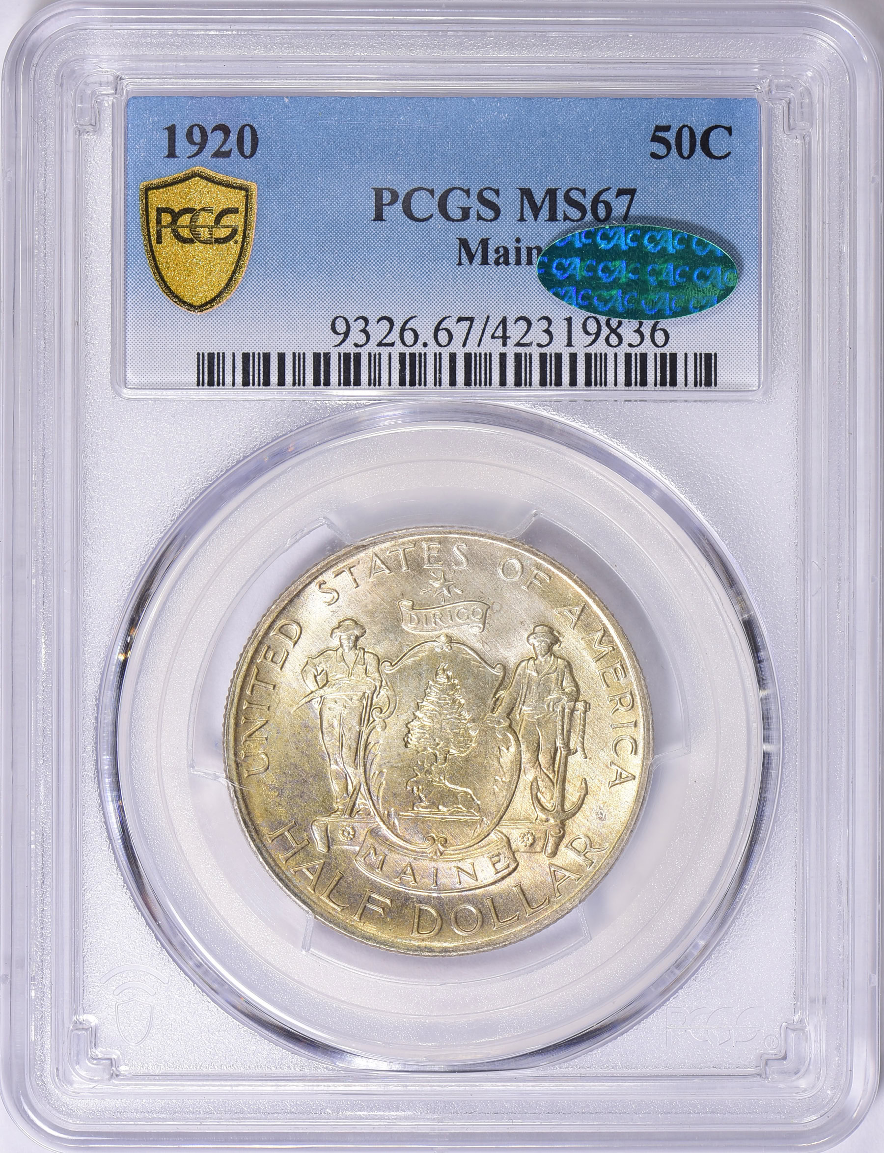 1920 Maine Centennial Half Dollar PCGS MS-67 (CAC Green) (Item 742952 ...