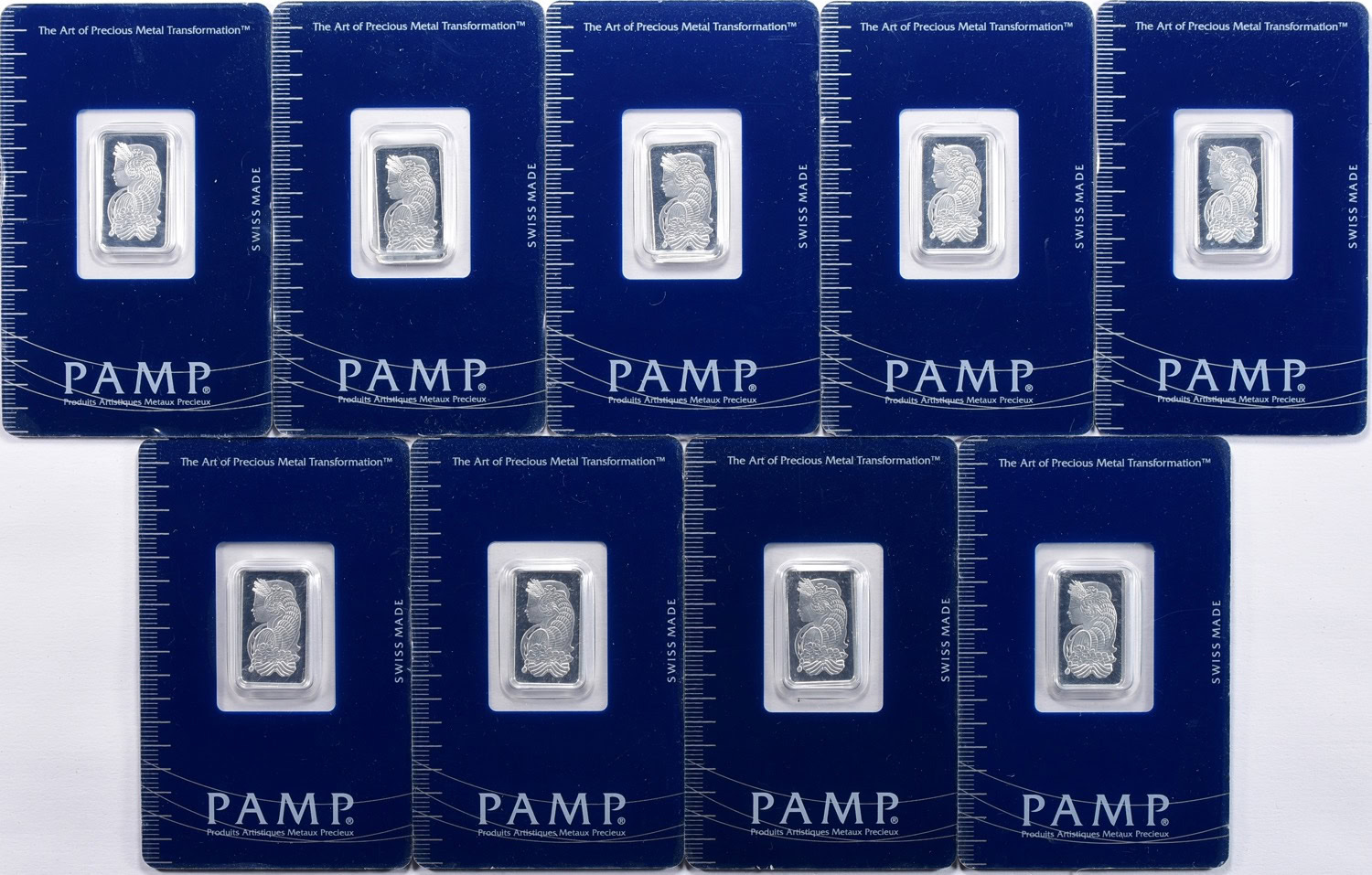 2.5 Gram Swiss Made PAMP Silver Ingots/Bars Uncertified in Numbered ...
