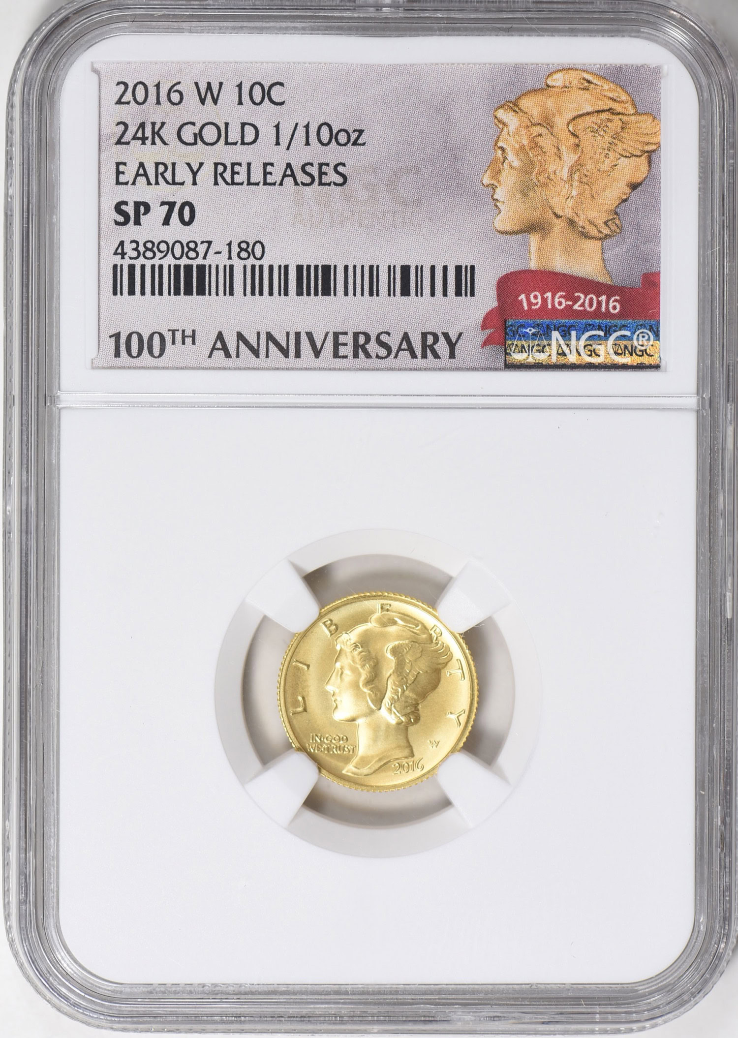 2016-W Gold Mercury Dime 100th Anniversary. Early Releases NGC SP-70 ...