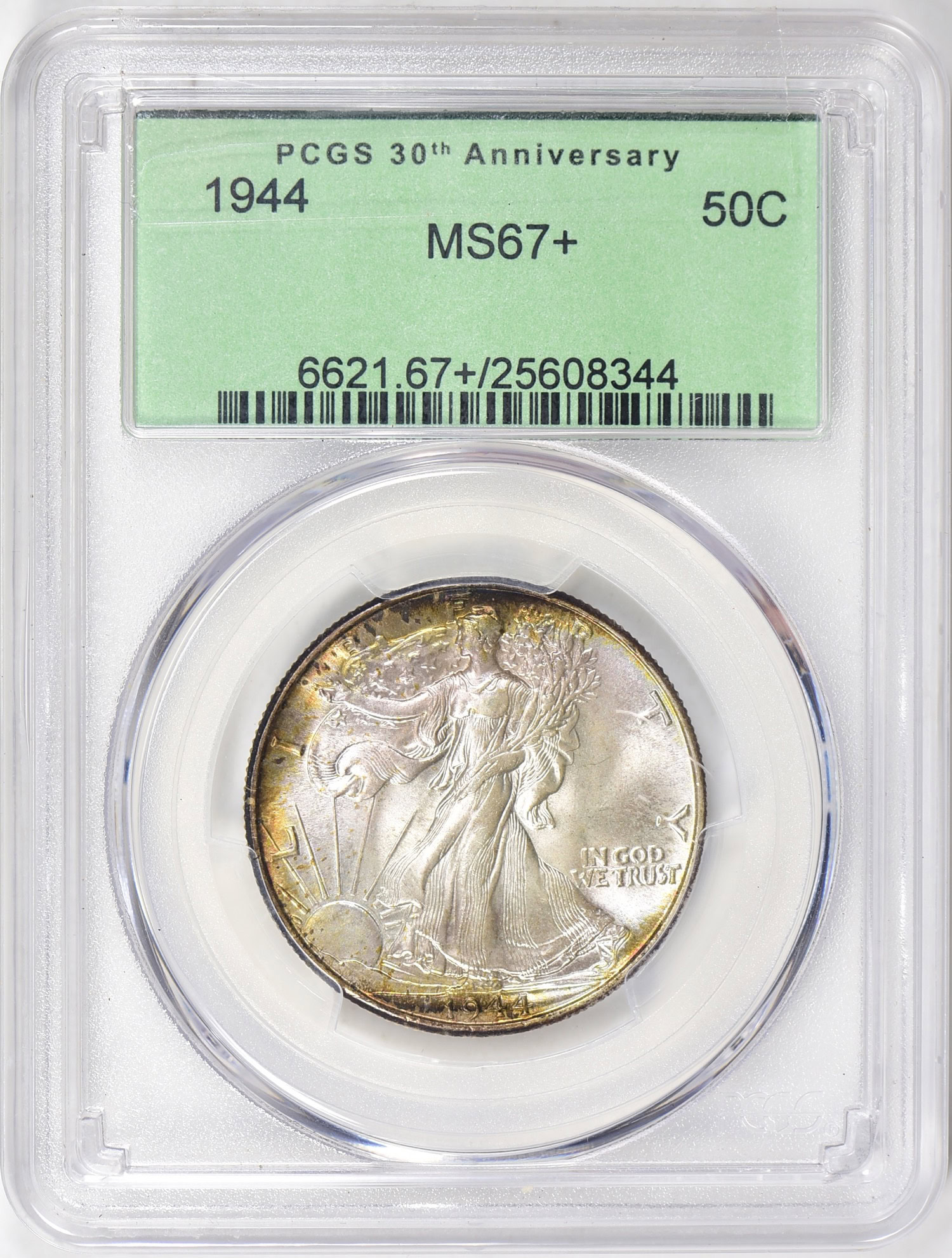 1944 Walking Liberty Half Dollar PCGS MS-67+ (Toned) (OGH Retro Label) (Item 755192 ...
