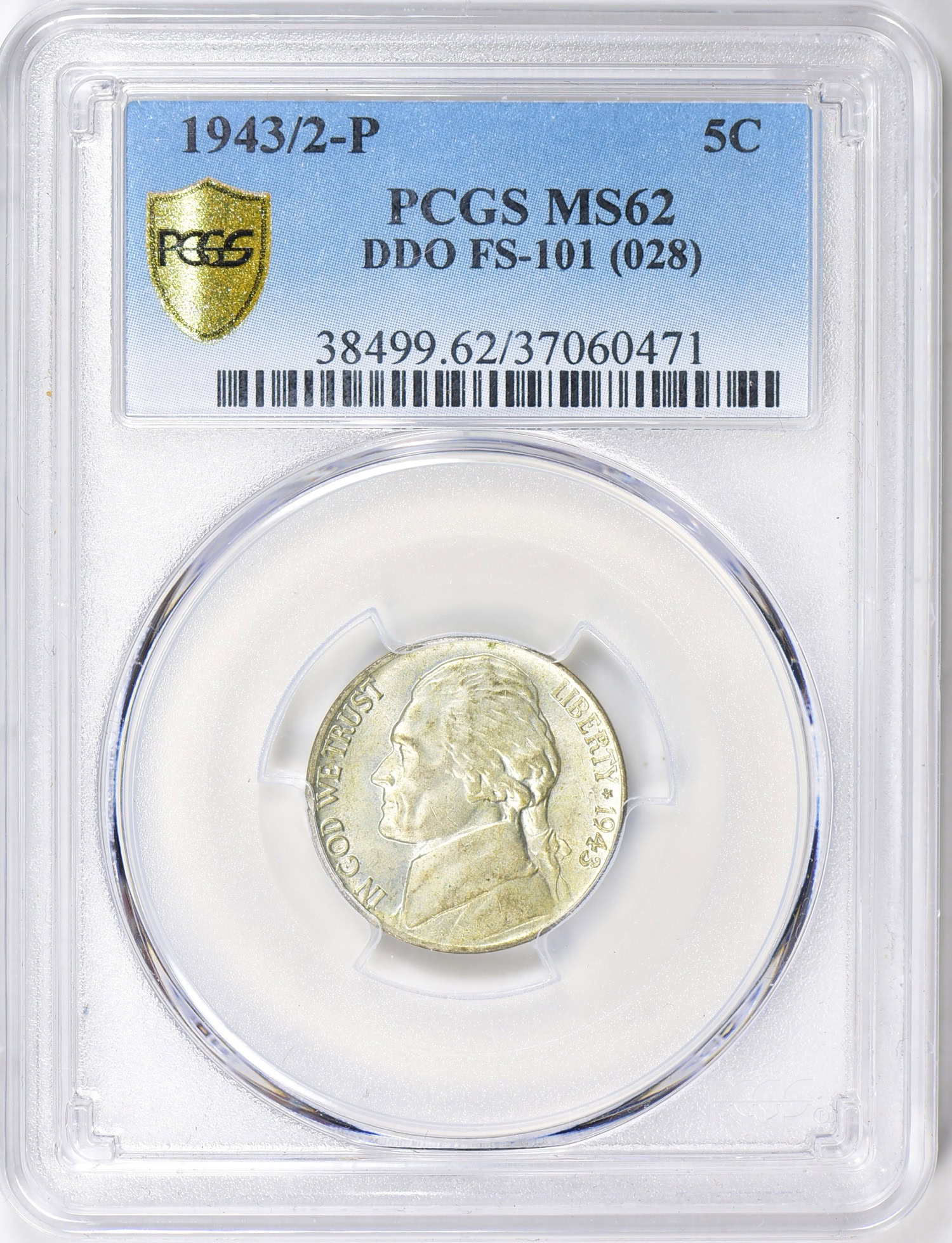 1943/2-P Jefferson Nickel DDO FS-101 (028) PCGS MS-62 (Item 760339) | GreatCollections Coin Auctions