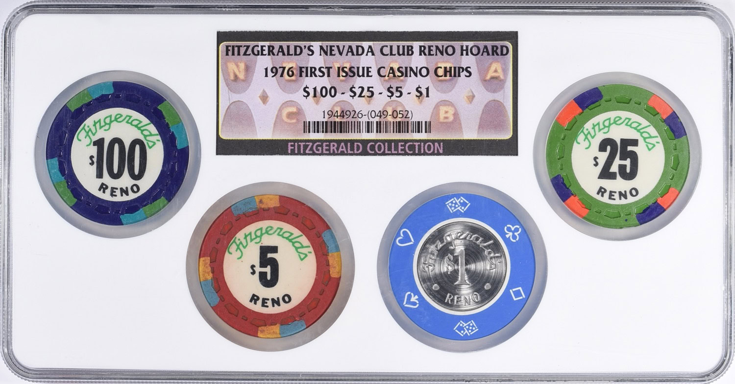 1976 Fitzgerald's Nevada Club Reno Hoard First Issue $1, $5, $25, and ...