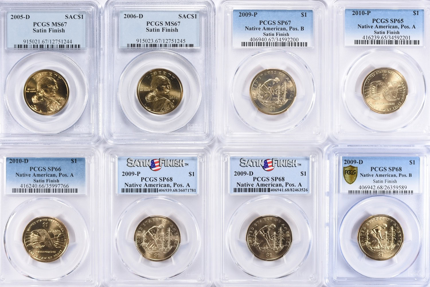 2005-D - 2009-D Sacagawea Dollar Selection Satin Finish PCGS Various ...
