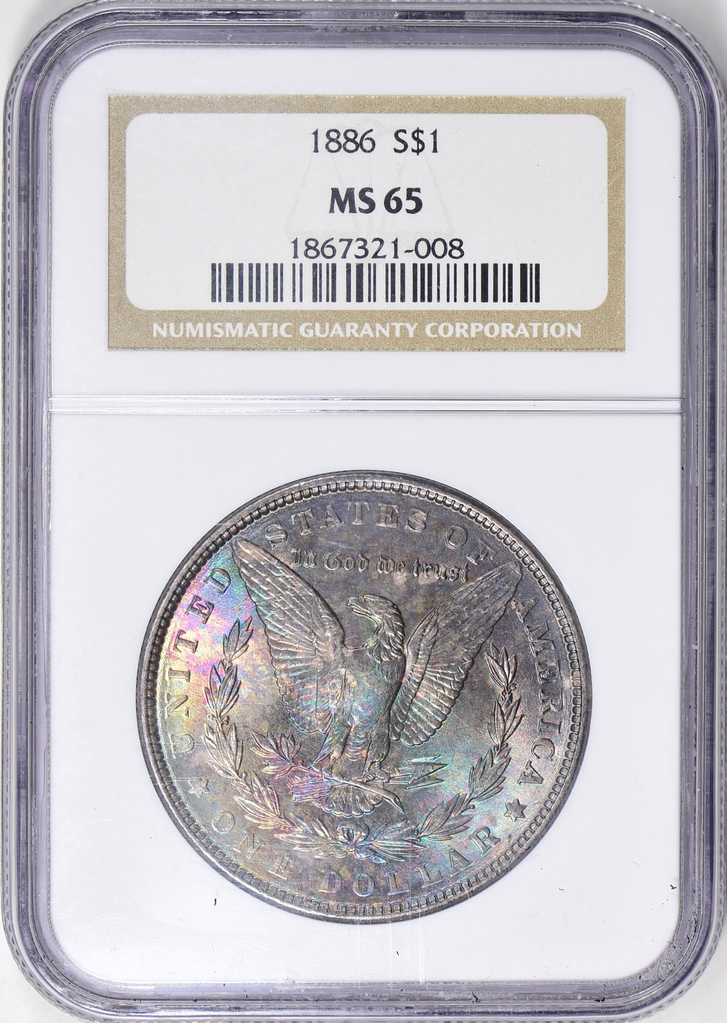 1886 Morgan Silver Dollar NGC MS-65 (Toned) (Item 764217) | GreatCollections Coin Auctions