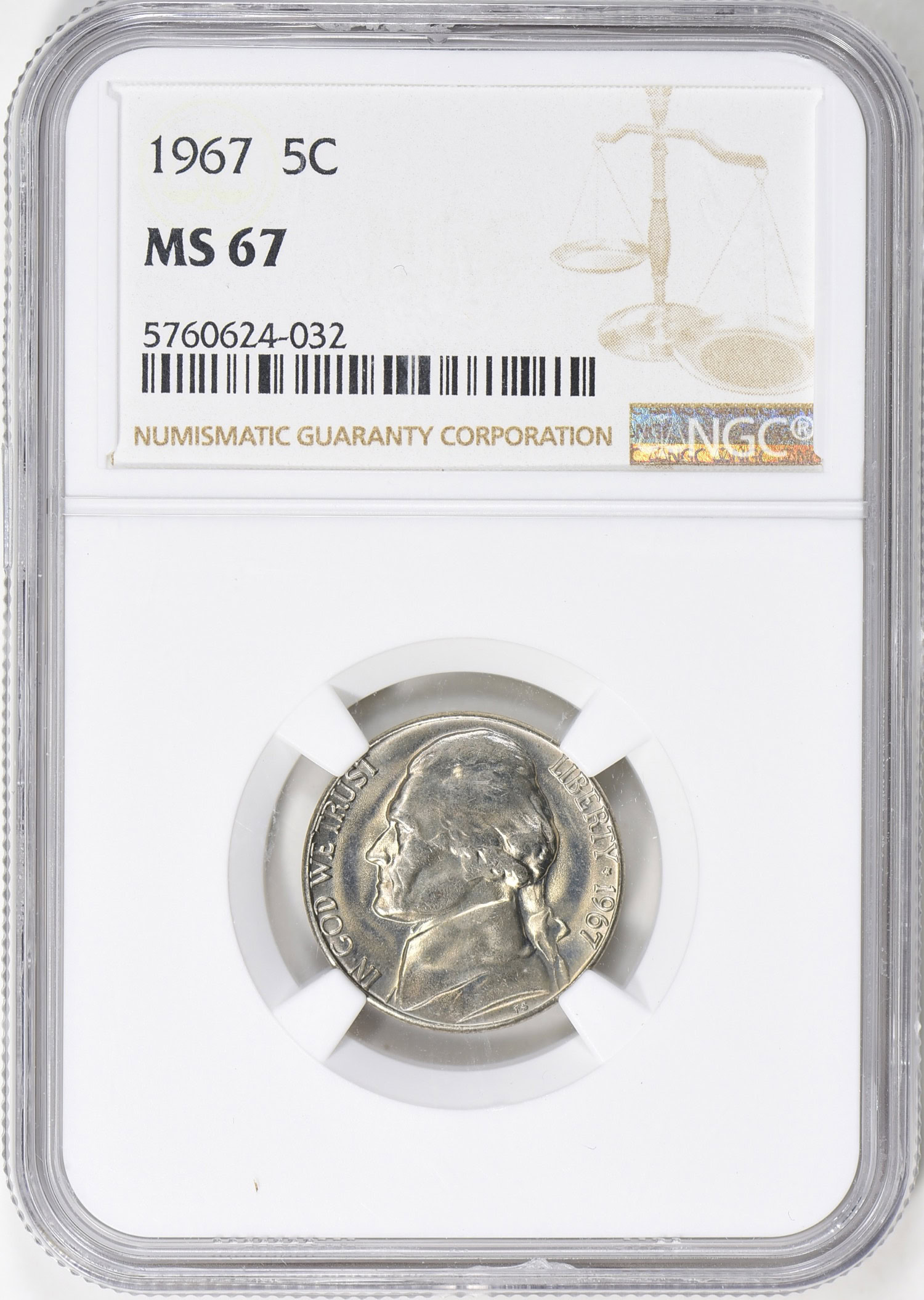 1967 Jefferson Nickel NGC MS-67 (Item 769313) | GreatCollections Coin ...