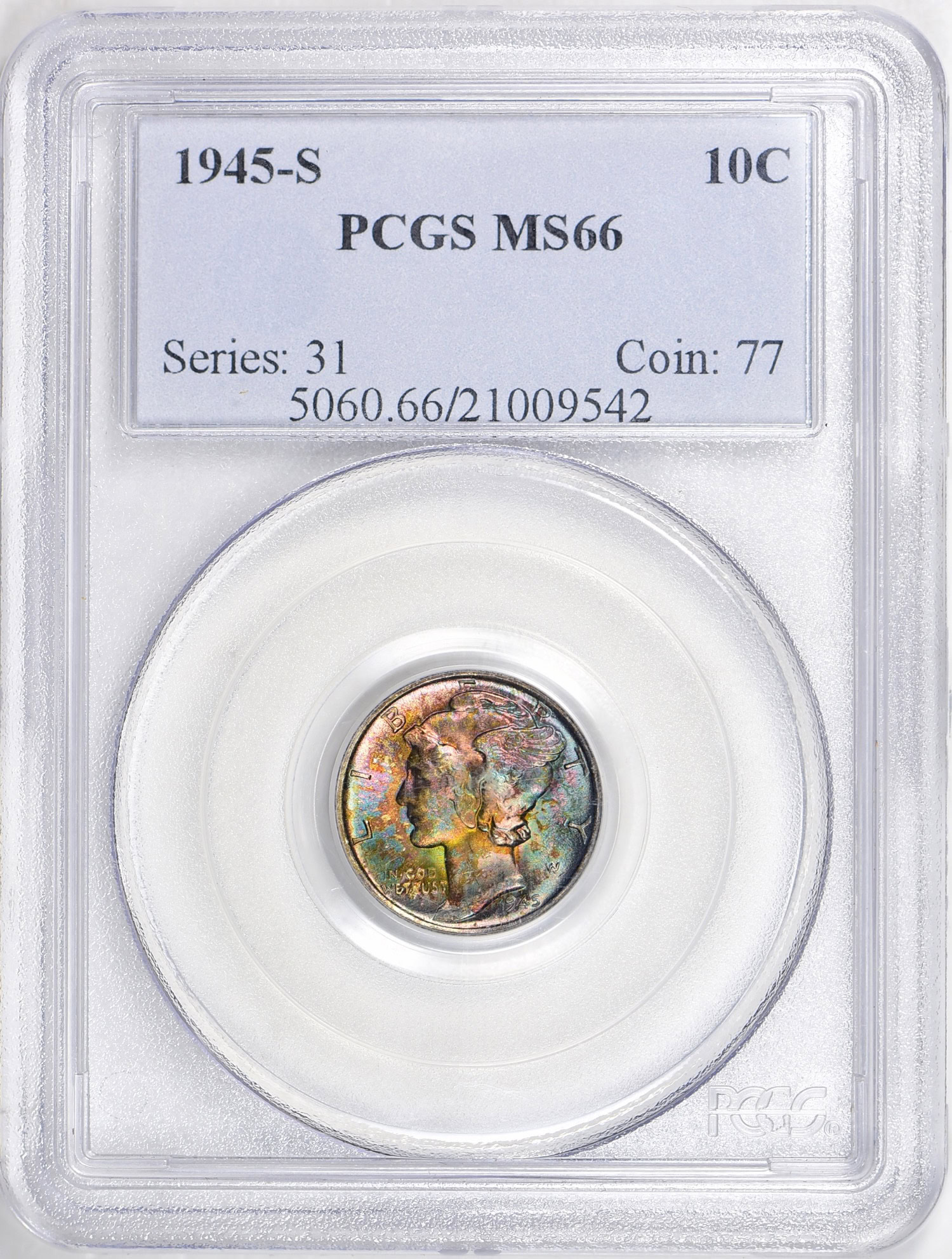 1945-S Mercury Dime PCGS MS-66 (Toned) (Item 770924) | GreatCollections Coin Auctions
