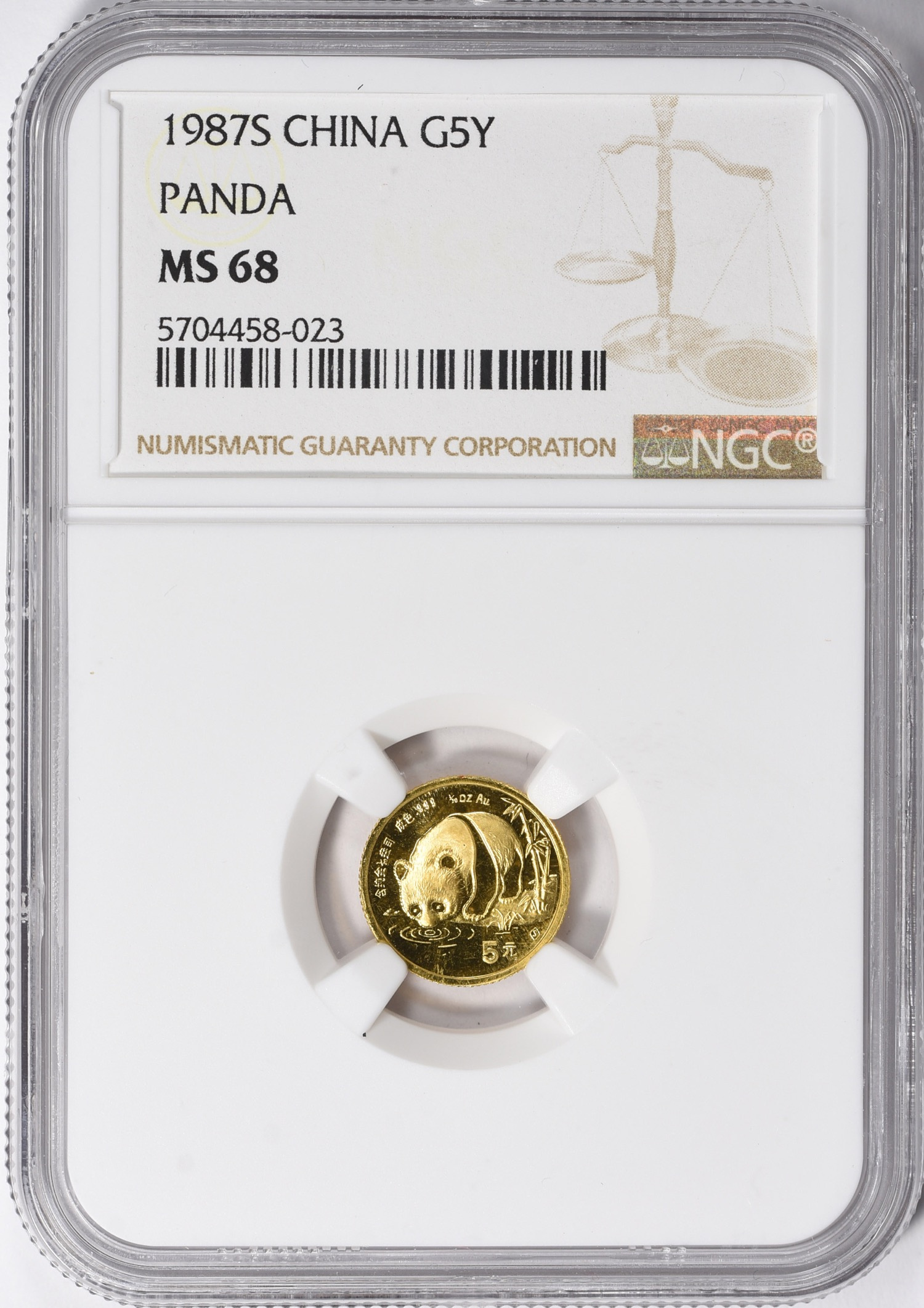 China 1987-S Gold 5 Yuan Panda PAN-48A NGC MS-68 (Item 778064 ...