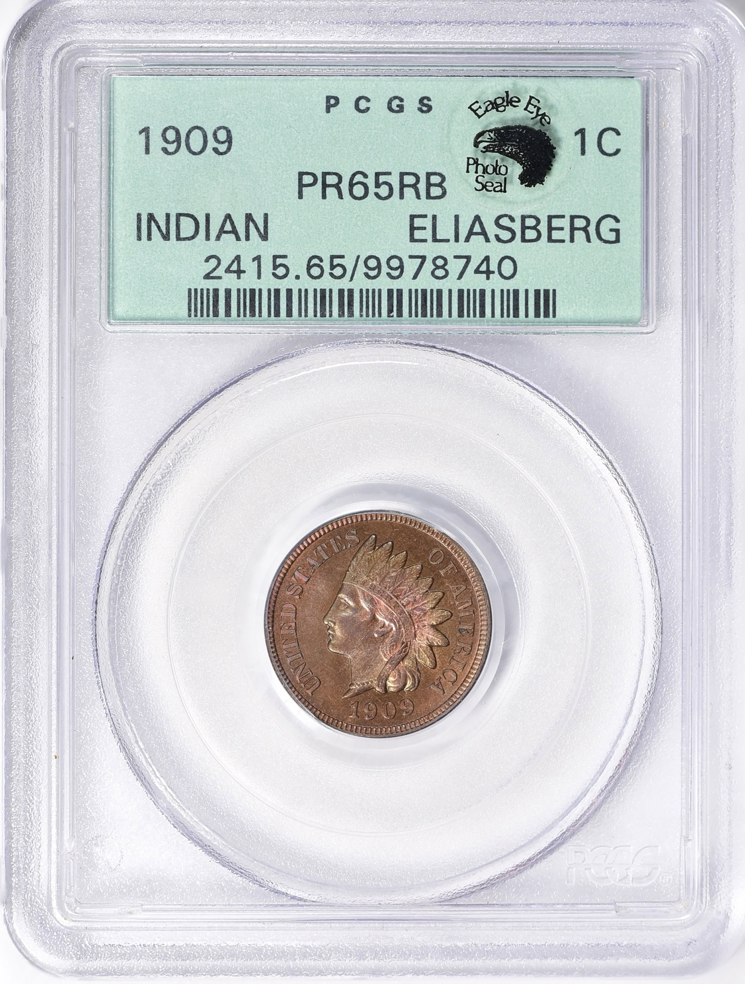 1909 Indian Cent PCGS Proof-65 RB OGH (Eliasberg Collection) (Eagle Eye ...