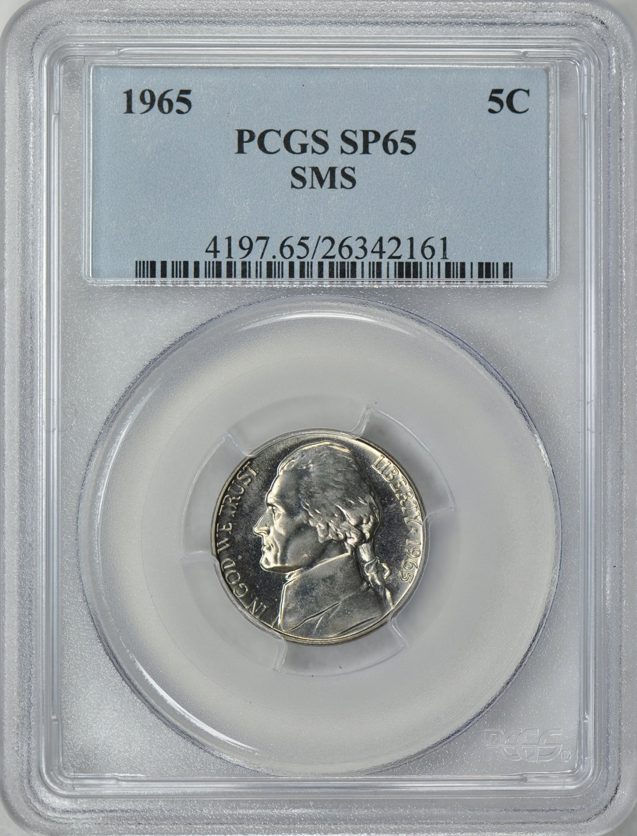 1965 Jefferson Nickel SMS PCGS SP-65 (Item 80172) | GreatCollections ...