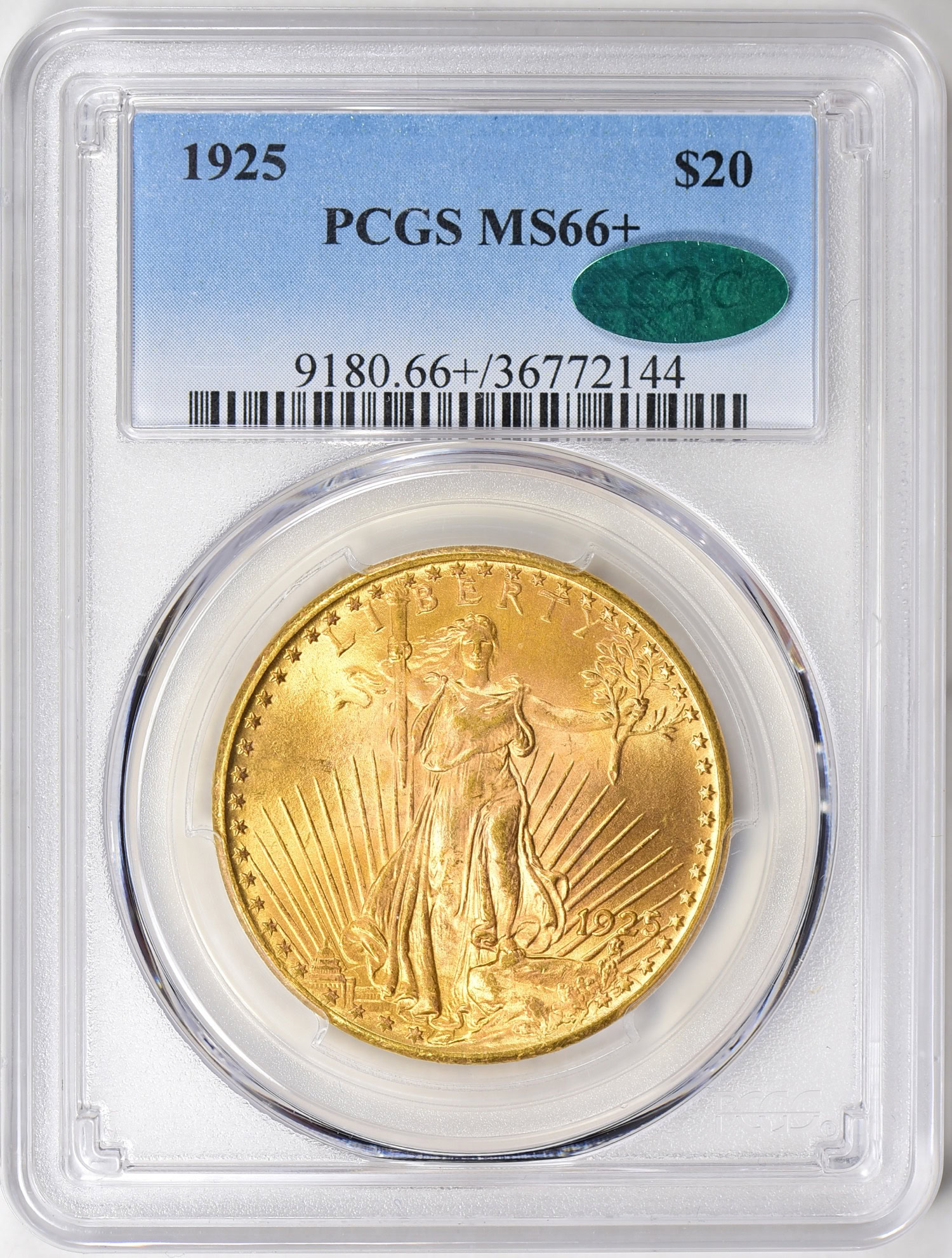 1925 Saint-Gaudens Gold Double Eagle PCGS MS-66+ (CAC Green) (Item 815791) | GreatCollections ...