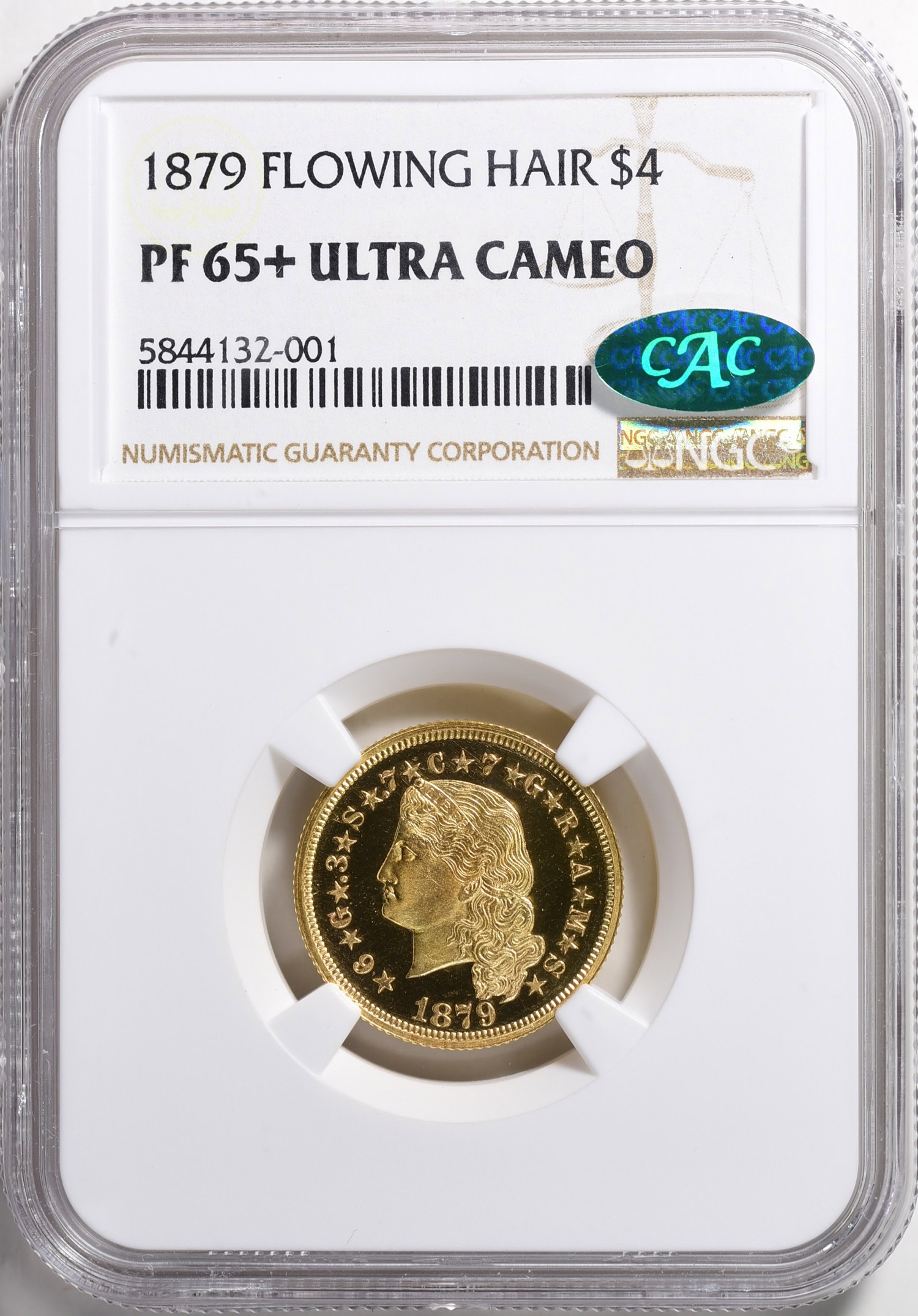 1879 Four-Dollar Gold Piece Flowing Hair Stella NGC Proof-65+ UC (CAC ...