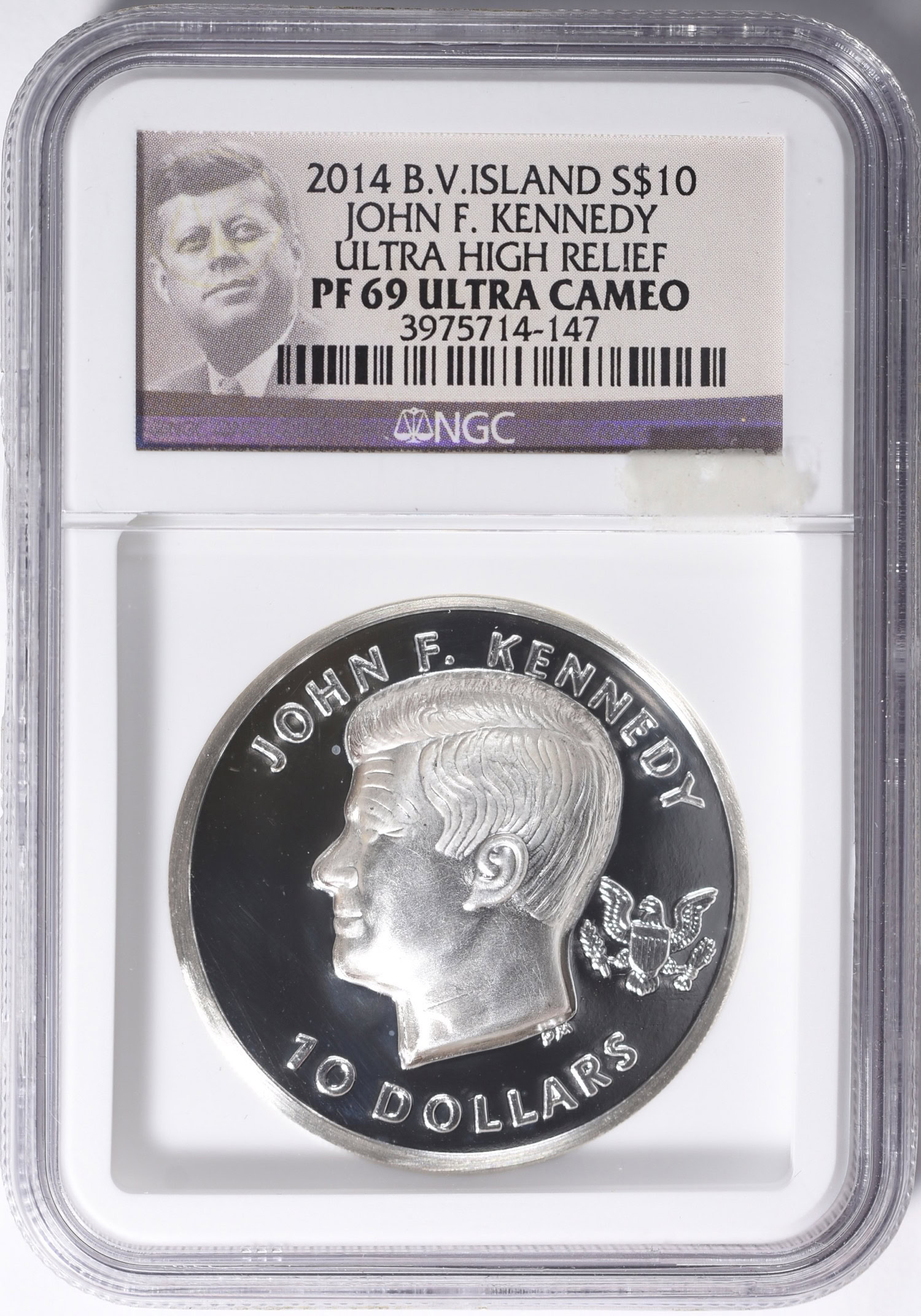 British Virgin Islands 2014 Silver $10 John F. Kennedy Ultra High ...