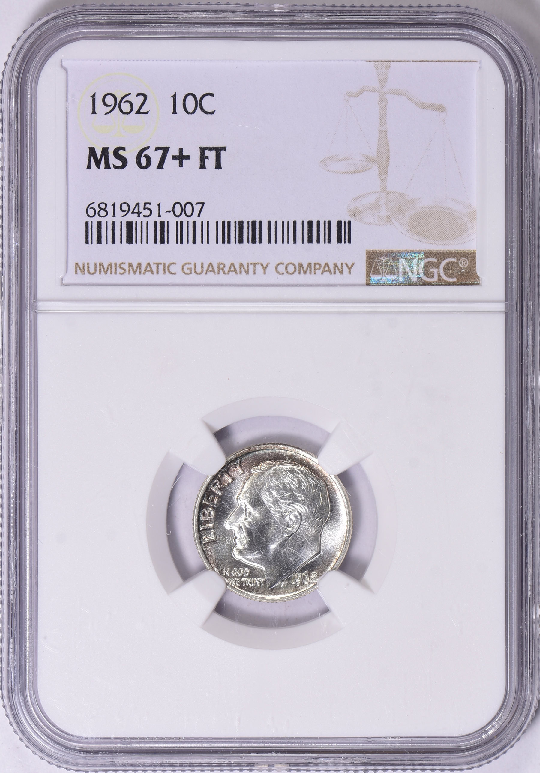 1962 Roosevelt Dime NGC MS-67+ FT (Item 829101) | GreatCollections Coin ...