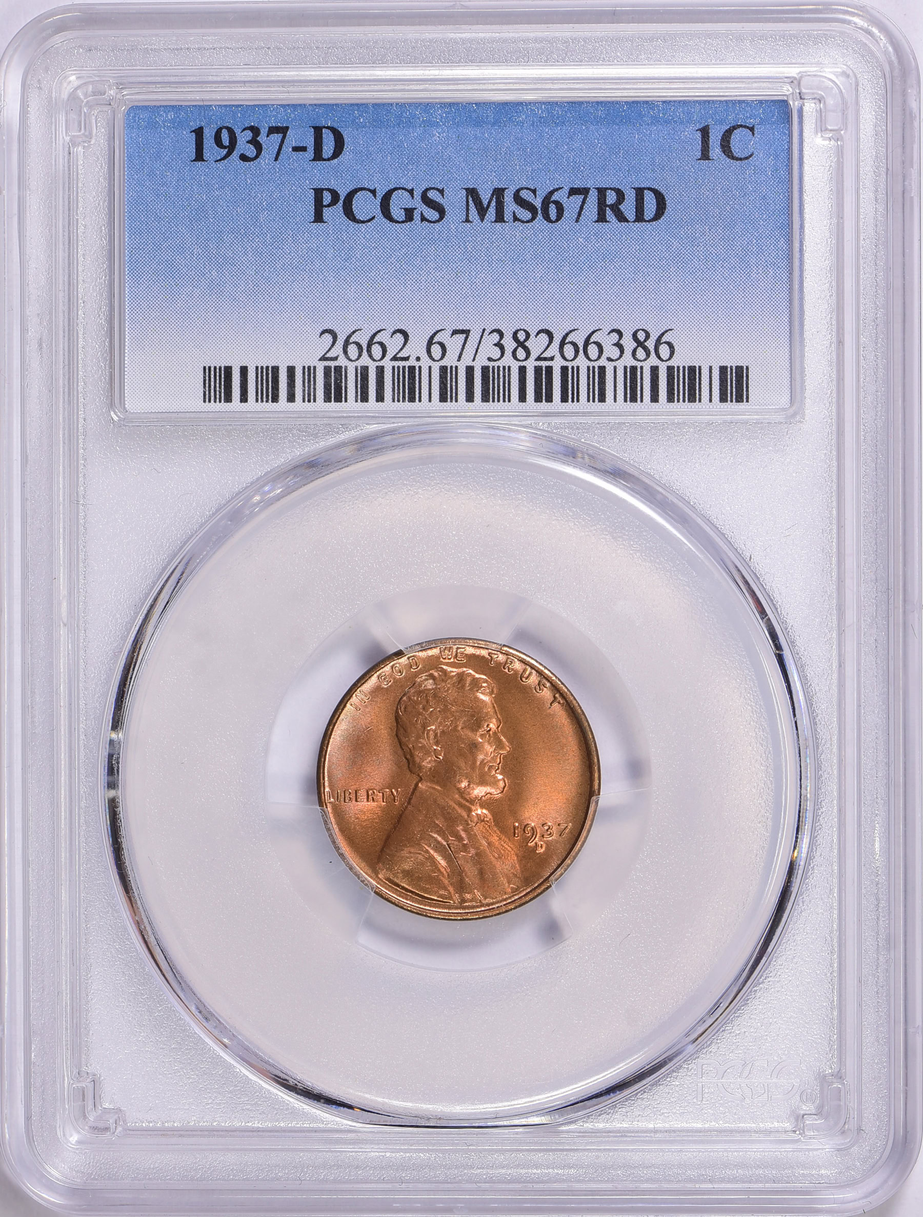 1937-D Lincoln Cent PCGS MS-67 RD (Item 831707) | GreatCollections Coin Auctions