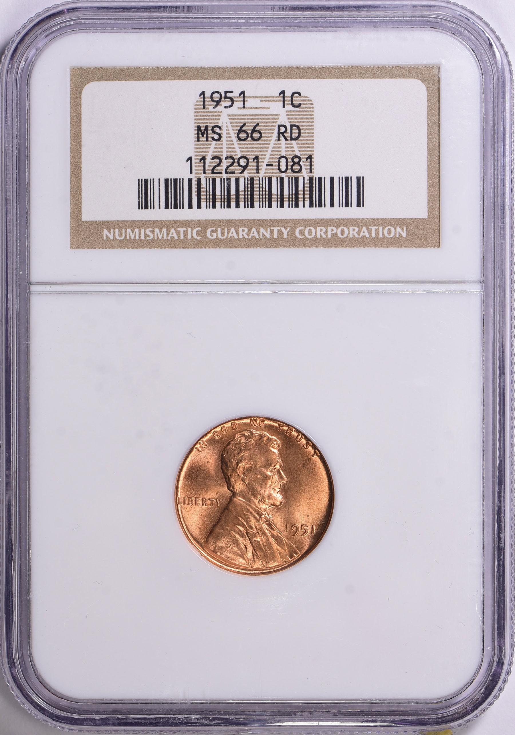 1951 Lincoln Cent NGC MS-66 RD (Item 831769) | GreatCollections Coin Auctions