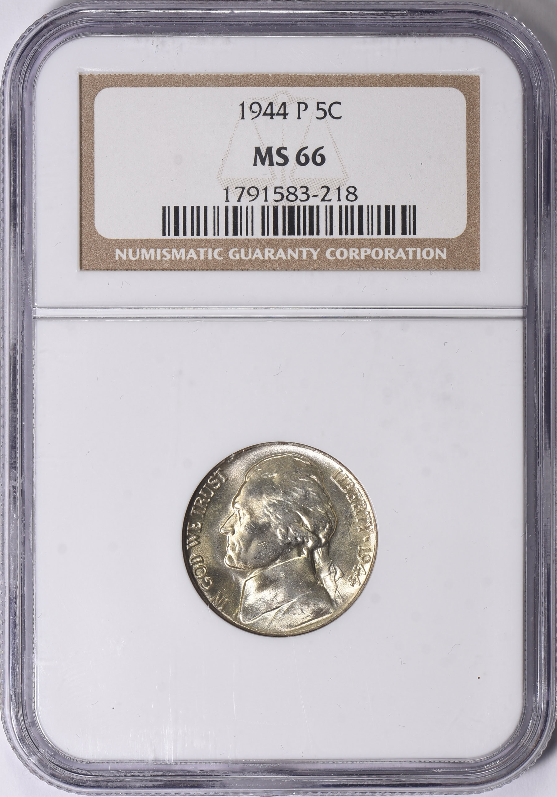 1944-P Jefferson Nickel NGC MS-66 (Item 831776) | GreatCollections Coin Auctions