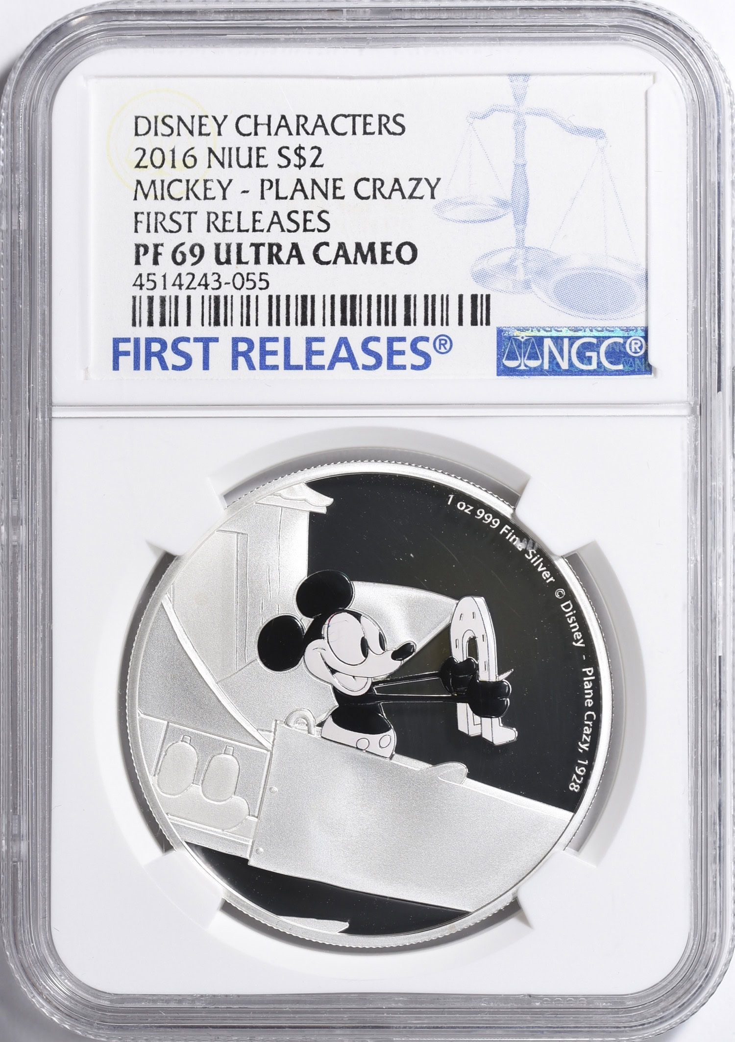 Niue 2016 Silver $2 Colorized Mickey Mouse Plane Crazy First Releases ...