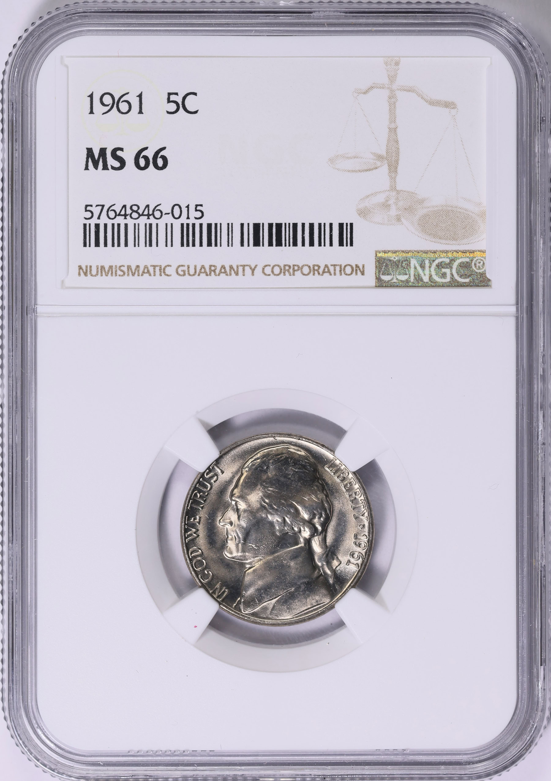 1961 Jefferson Nickel NGC MS-66 (Item 840254) | GreatCollections Coin ...