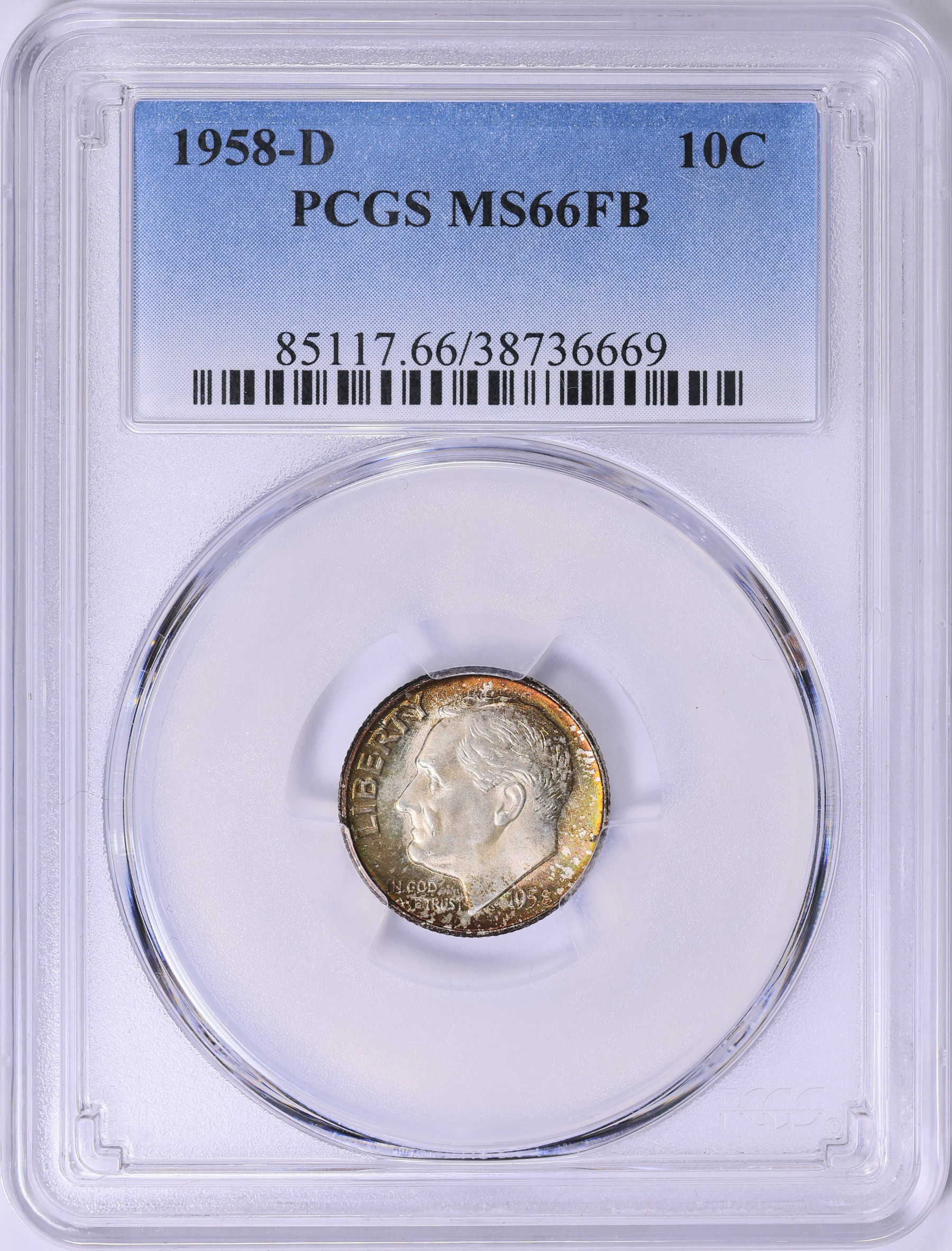 1958-D Roosevelt Dime PCGS MS-66 FB (Toned) (Item 844119 ...