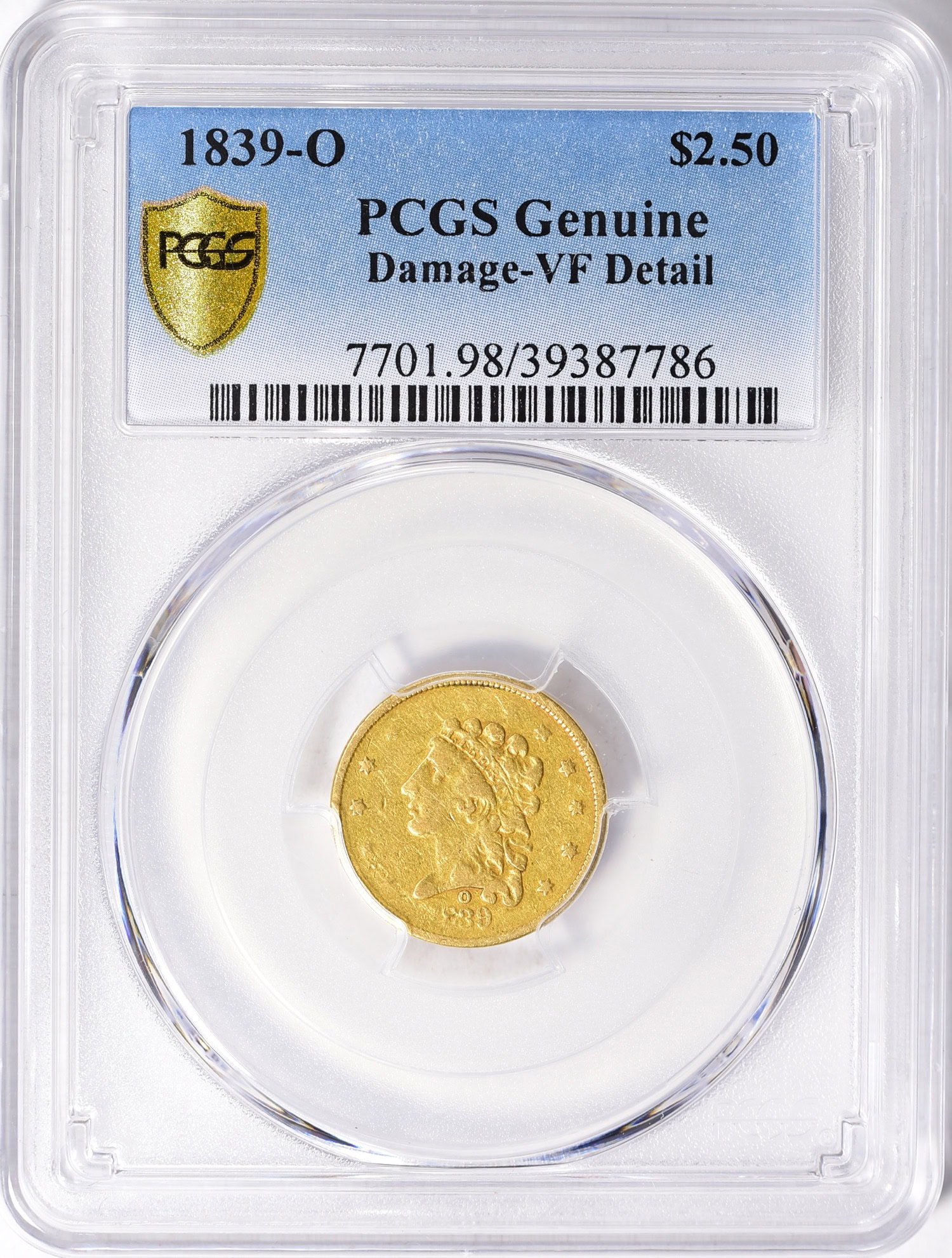 1839-O Classic Gold Quarter Eagle PCGS Genuine VF Details (Item 845686 ...