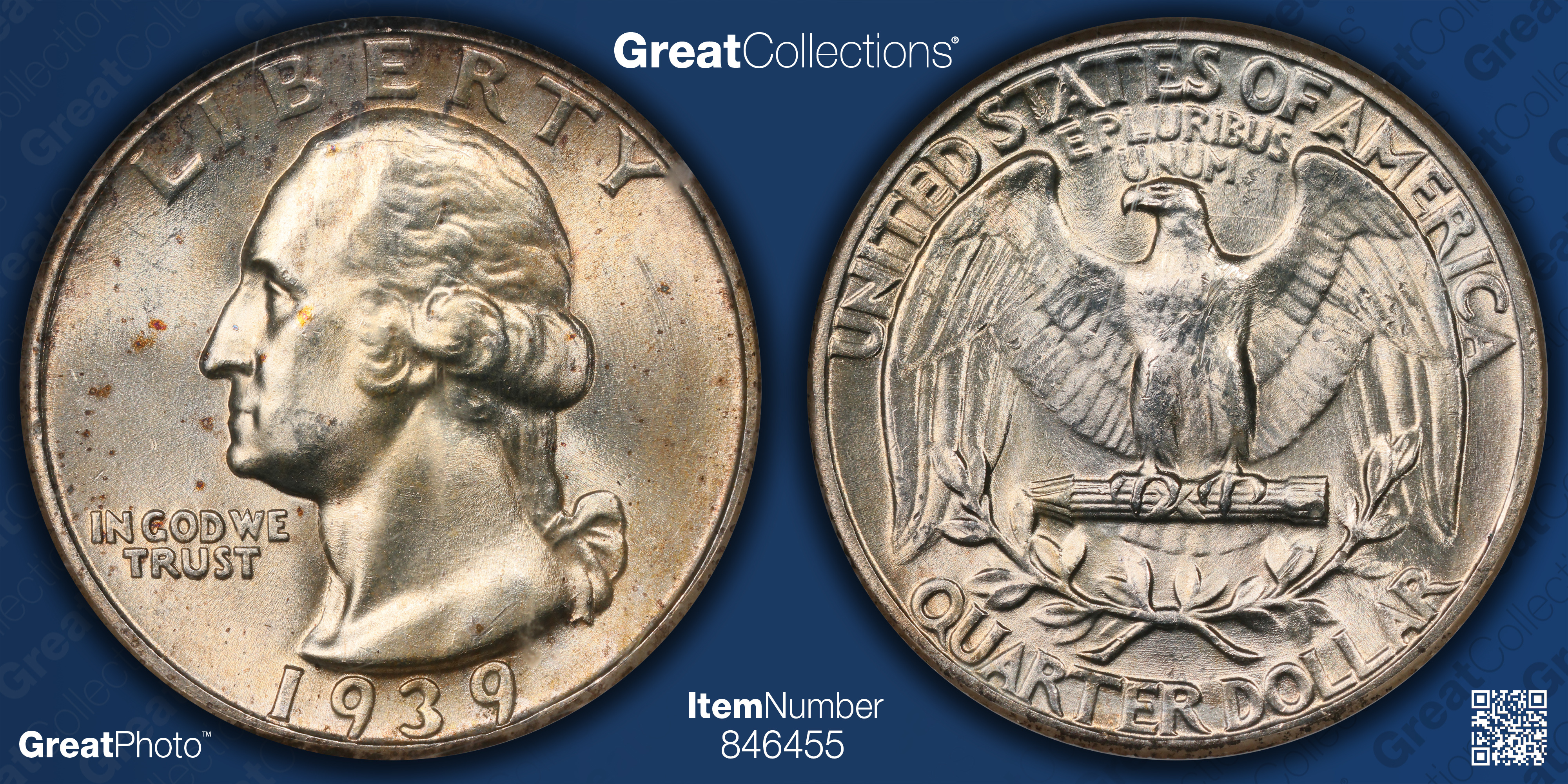 1939 Washington Quarter NGC MS-63 (Item 846455) | GreatCollections Coin ...