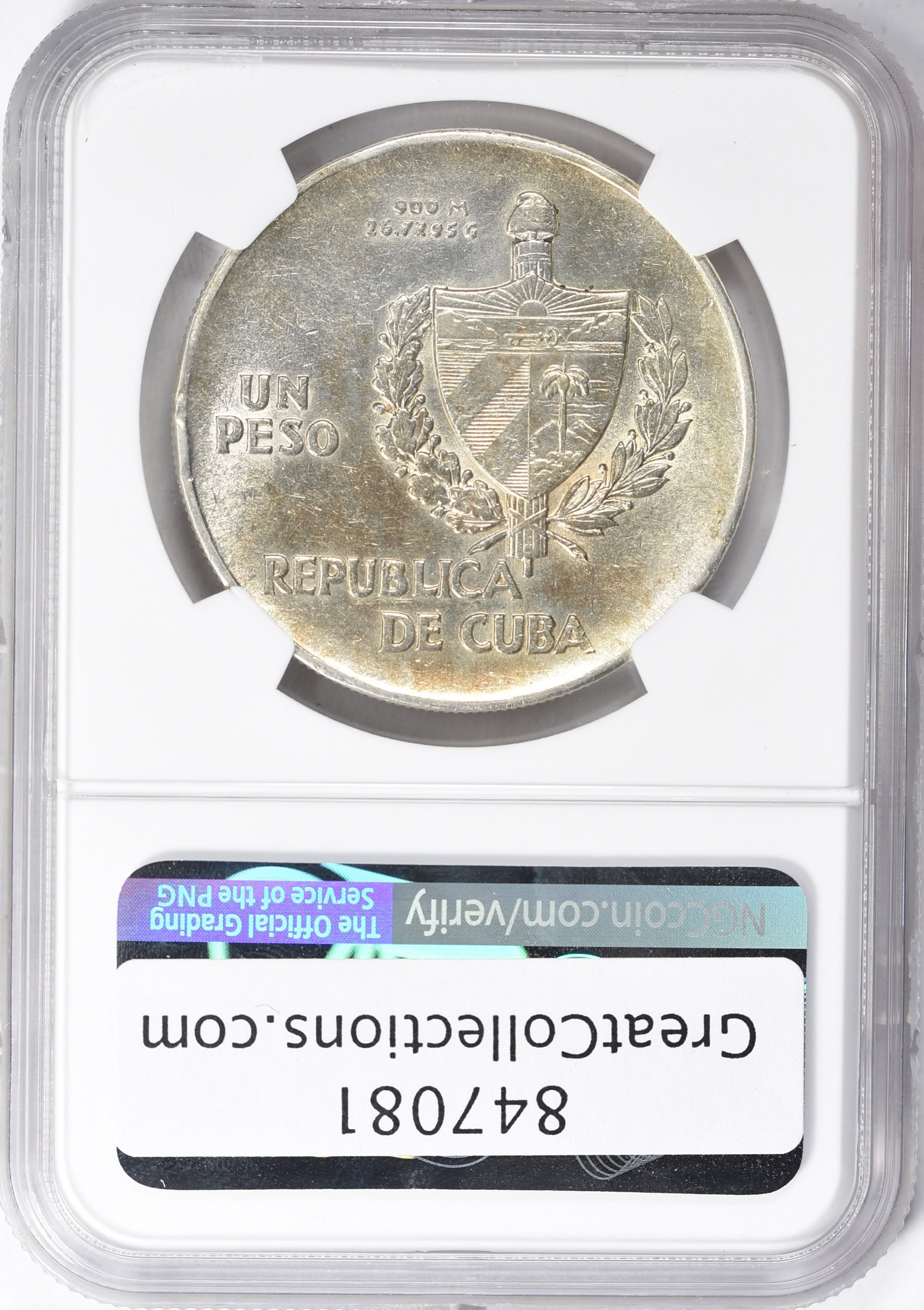 Cuba 1937 Silver Peso KM-22 NGC AU Details | NGC Cert #5862896-001 ...