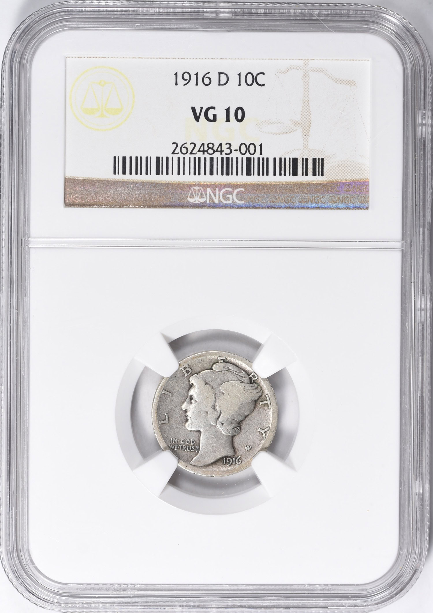 1916-D Mercury Dime NGC VG-10 (Item 847307) | GreatCollections Coin Auctions