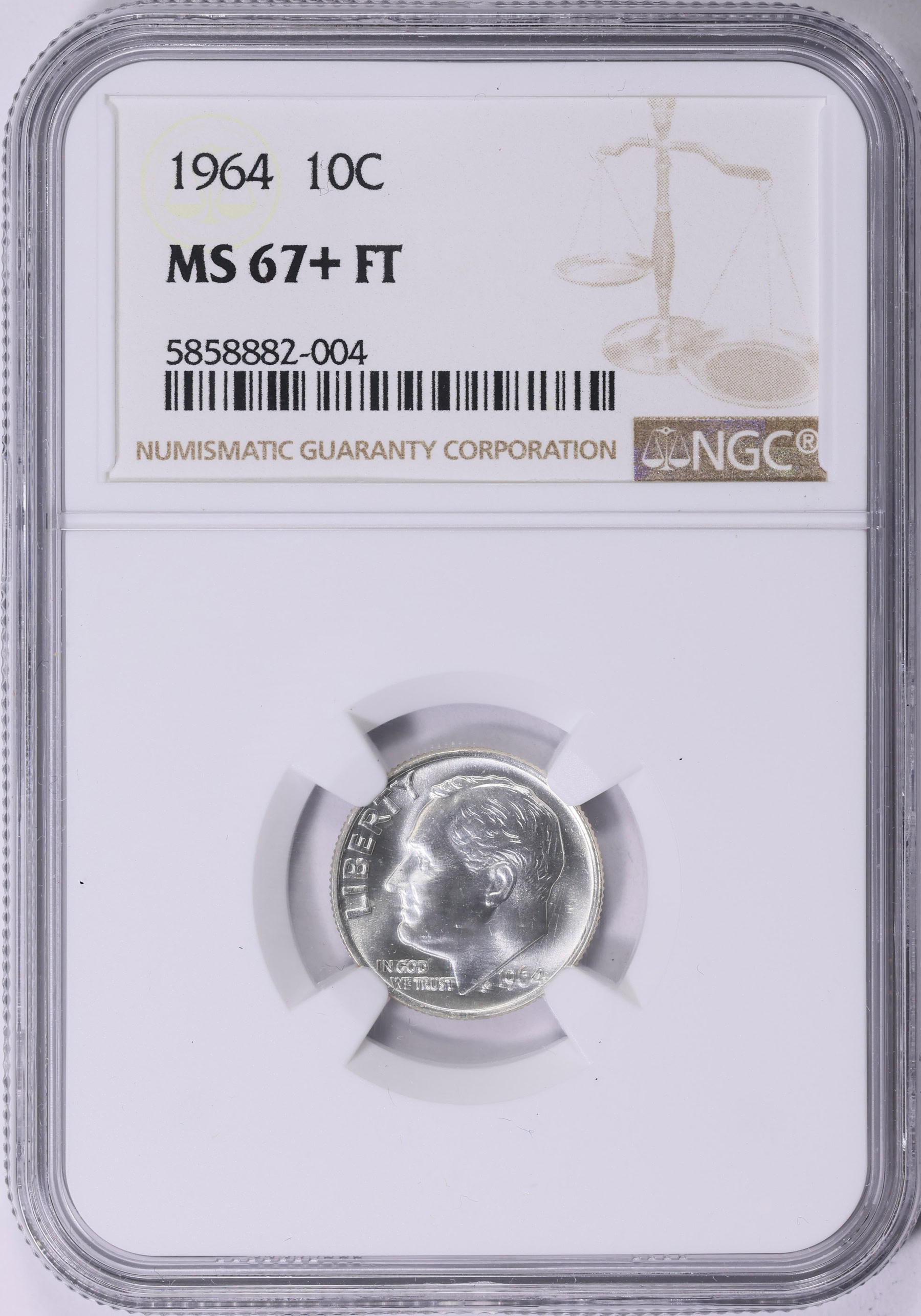 1964 Roosevelt Dime NGC MS-67+ FT (Item 850727) | GreatCollections Coin ...