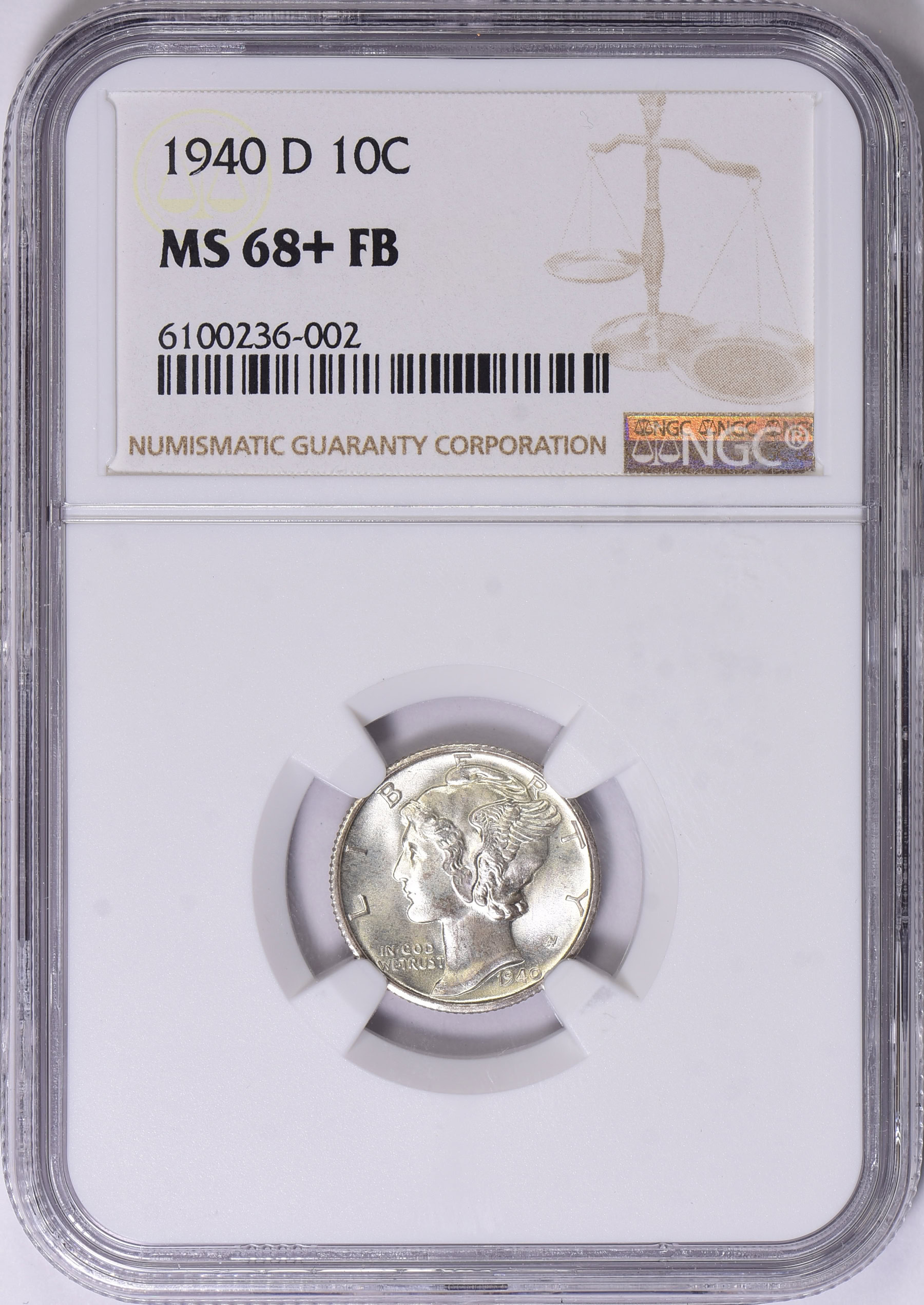 1940-D Mercury Dime NGC MS-68+ FB (Item 850762) | GreatCollections Coin Auctions