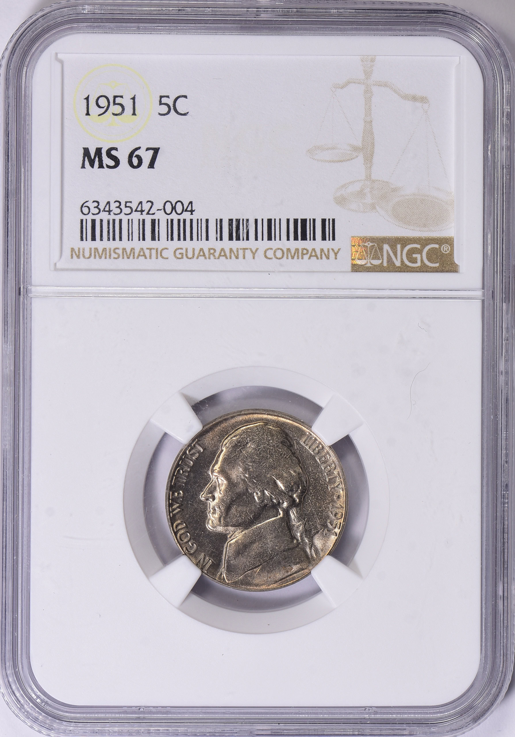 1951 Jefferson Nickel NGC MS-67 (Item 854547) | GreatCollections Coin ...