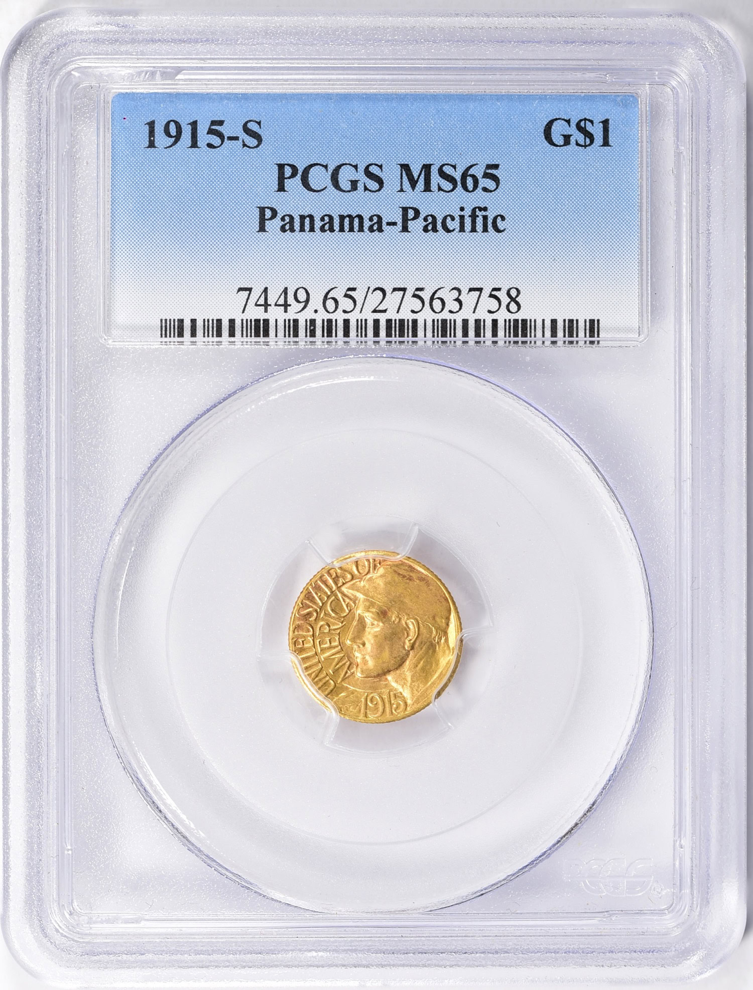1915-S Panama-Pacific Exposition Gold Dollar PCGS MS-65 (Item 858637) | GreatCollections Coin ...