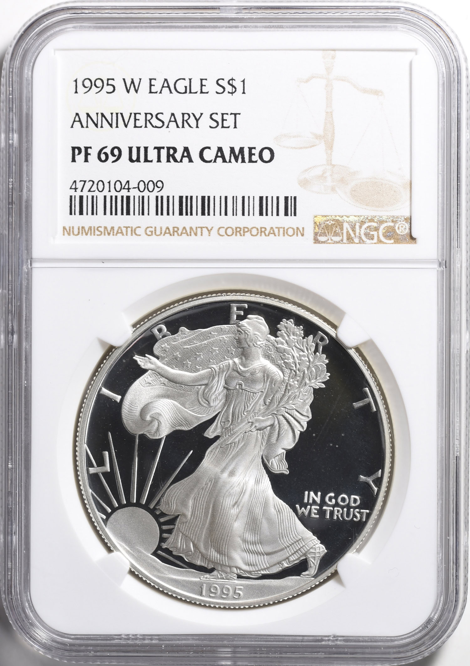 1995-W $1 Silver Eagle (From the 10th Anniversary Set) NGC Proof-69 UC ...