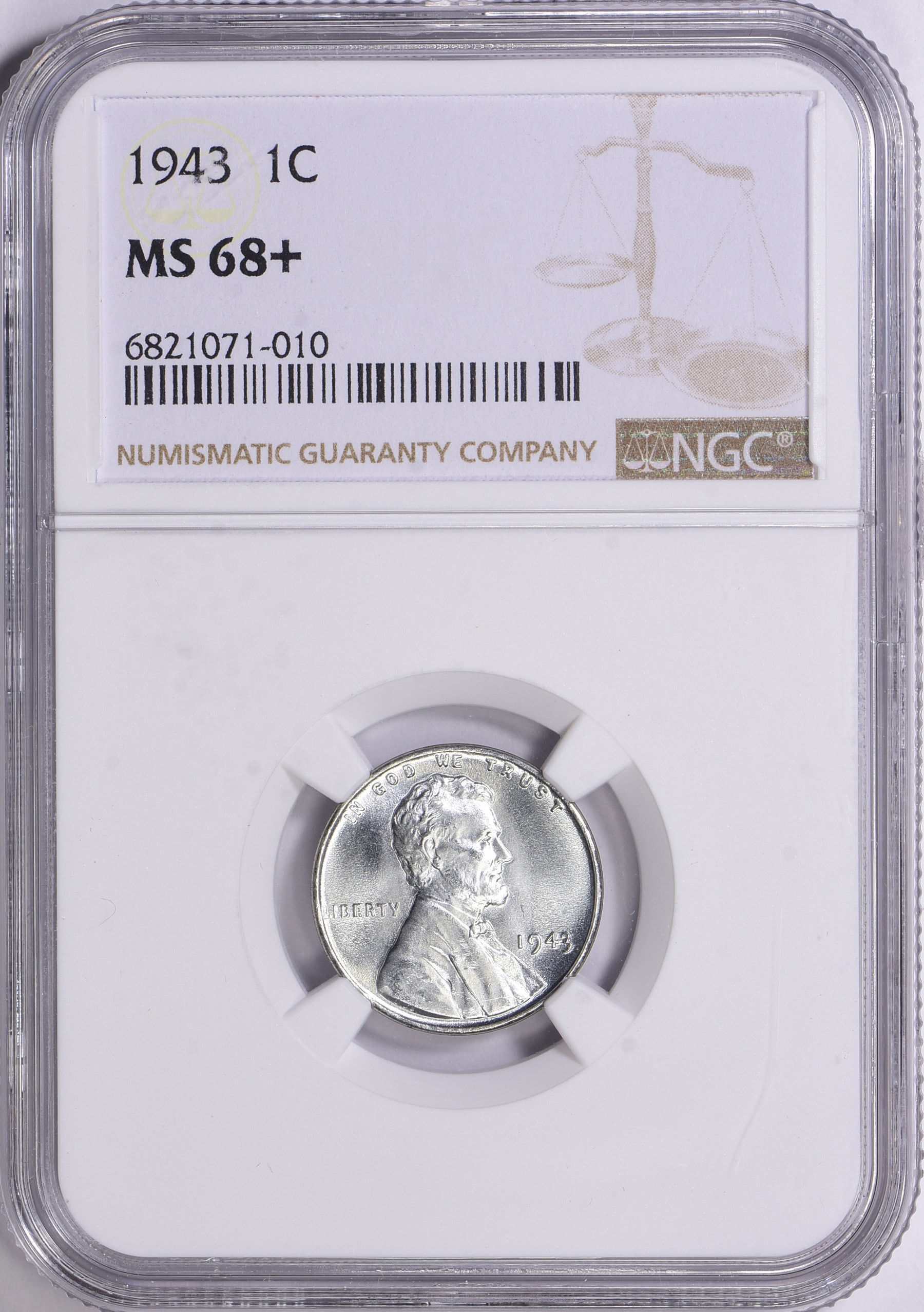 1943 Lincoln Cent NGC MS-68+ (Item 863409) | GreatCollections Coin Auctions