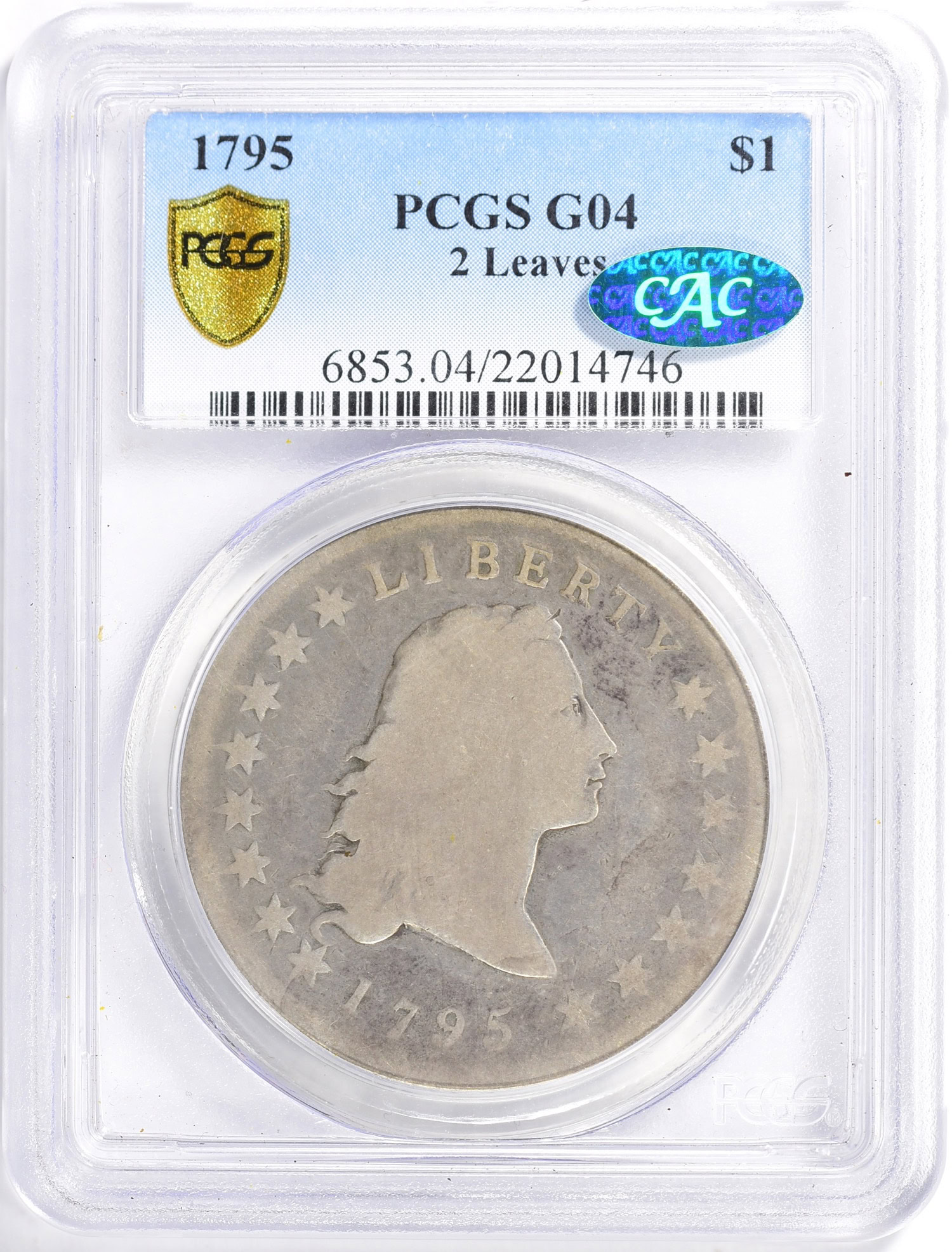 1795 Flowing Hair Silver Dollar 2 Leaves PCGS G-04 (CAC Green) (Item 866916) | GreatCollections ...
