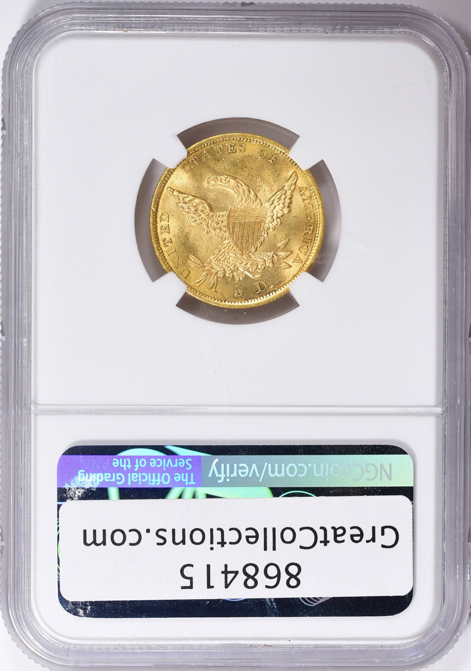 1836 Classic Gold Half Eagle SB Pulaski NGC MS-63+ (CAC Green) (Item ...