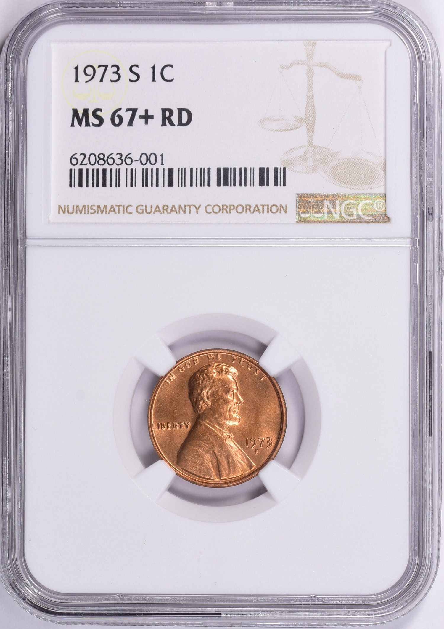 1973-S Lincoln Cent NGC MS-67+ RD (Item 868423) | GreatCollections Coin Auctions