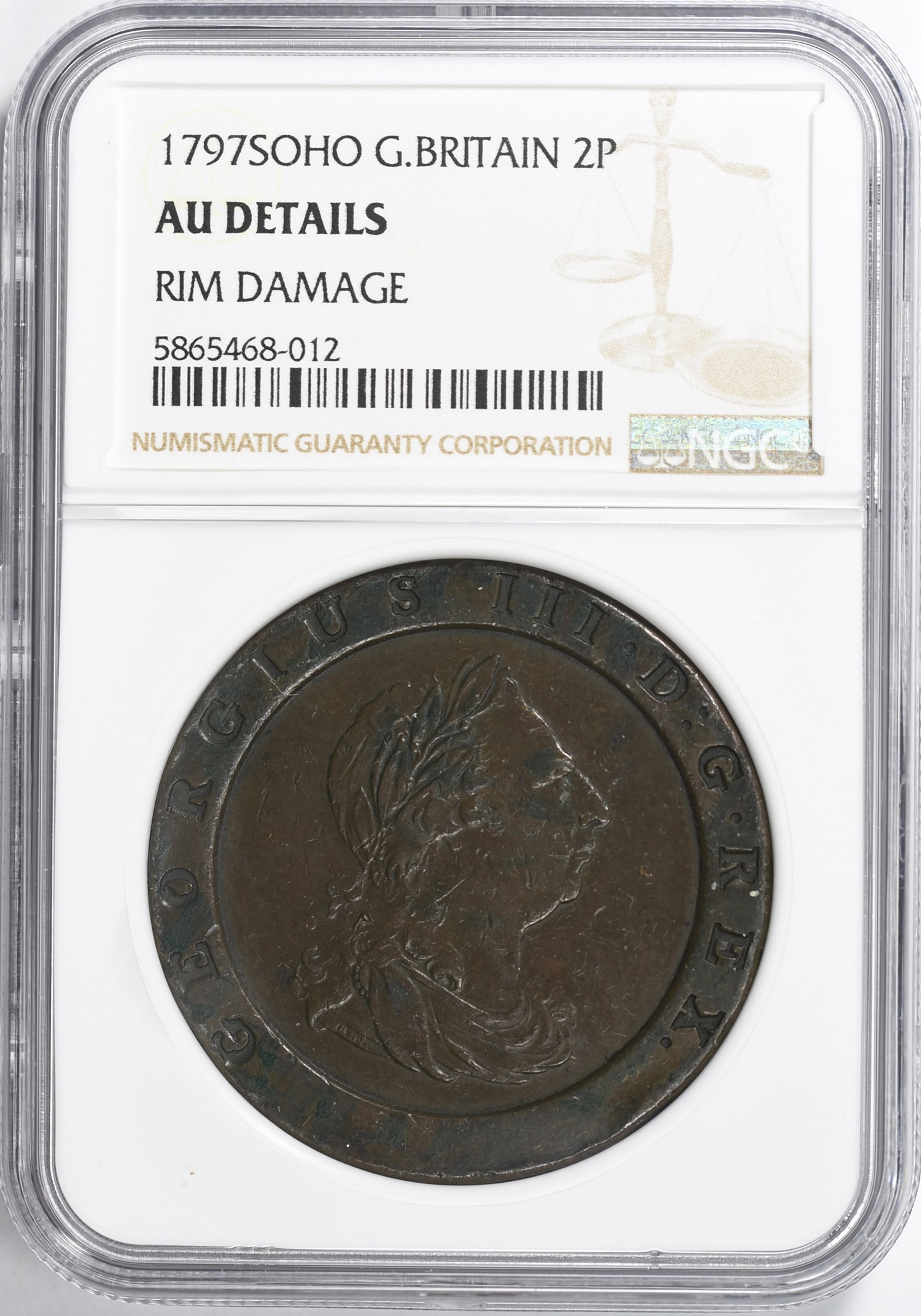 Great Britain 1797-SOHO 2 Pence S-3776 NGC AU Details (Item 869780 ...