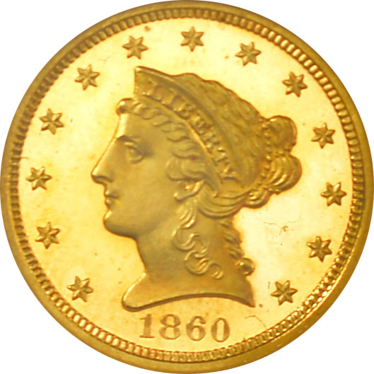 1860 Liberty Gold Quarter Eagle NGC Proof-65 CAMEO (CAC Gold) OH (Item ...