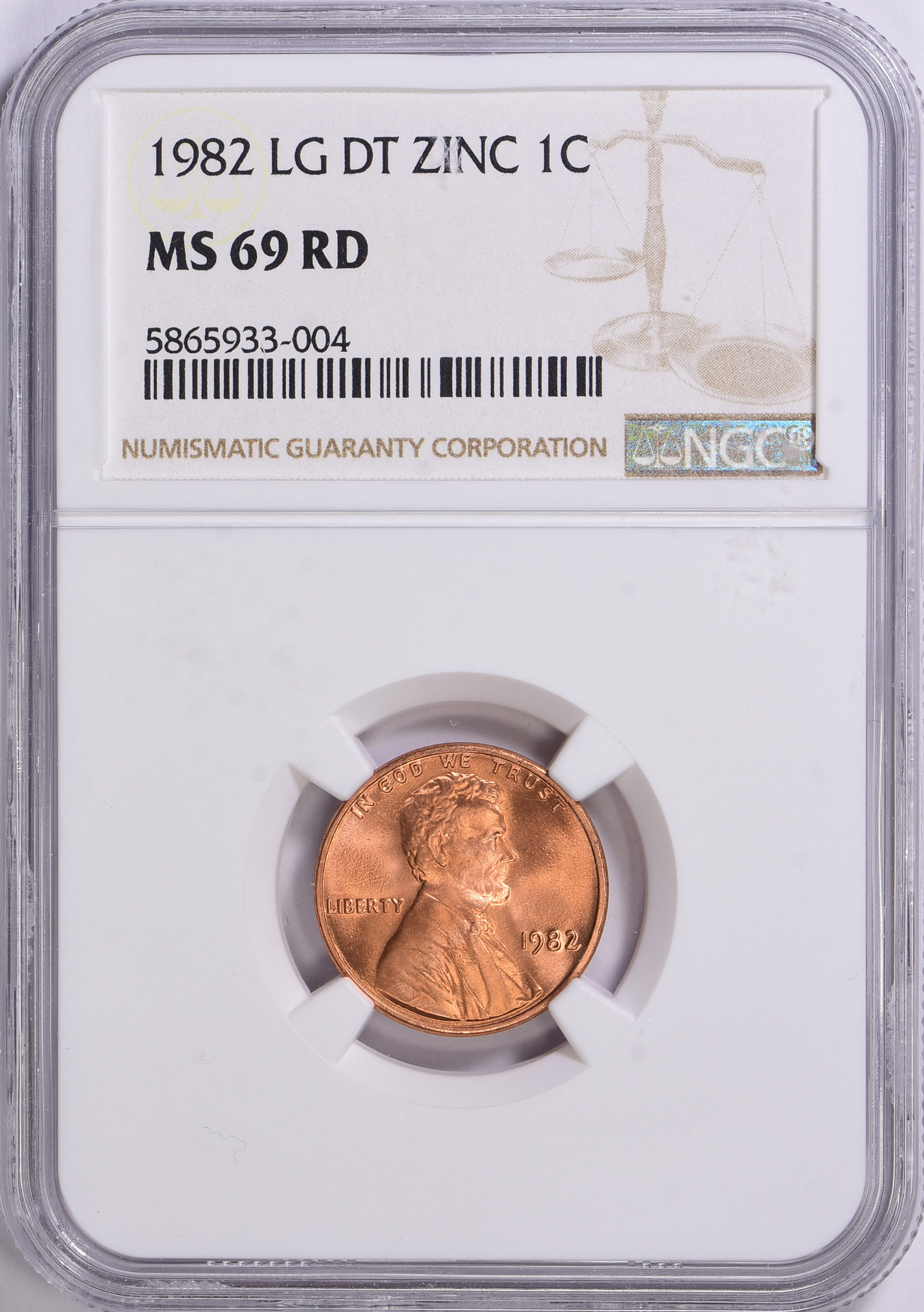 1982 Lincoln Cent Zinc Large Date NGC MS-69 RD (Item 872770 ...