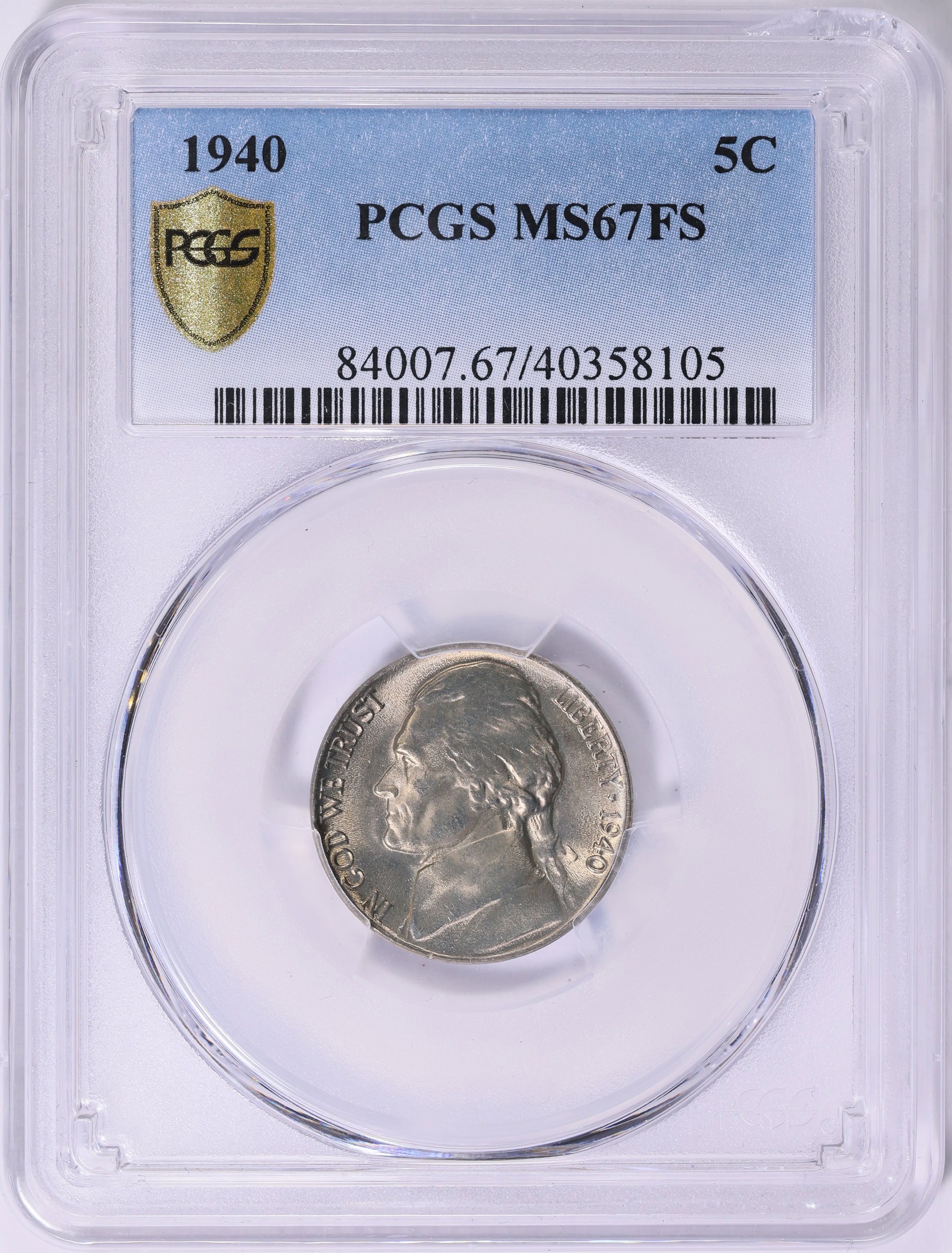 1940 Jefferson Nickel PCGS MS-67 FS (Item 874461) | GreatCollections Coin Auctions