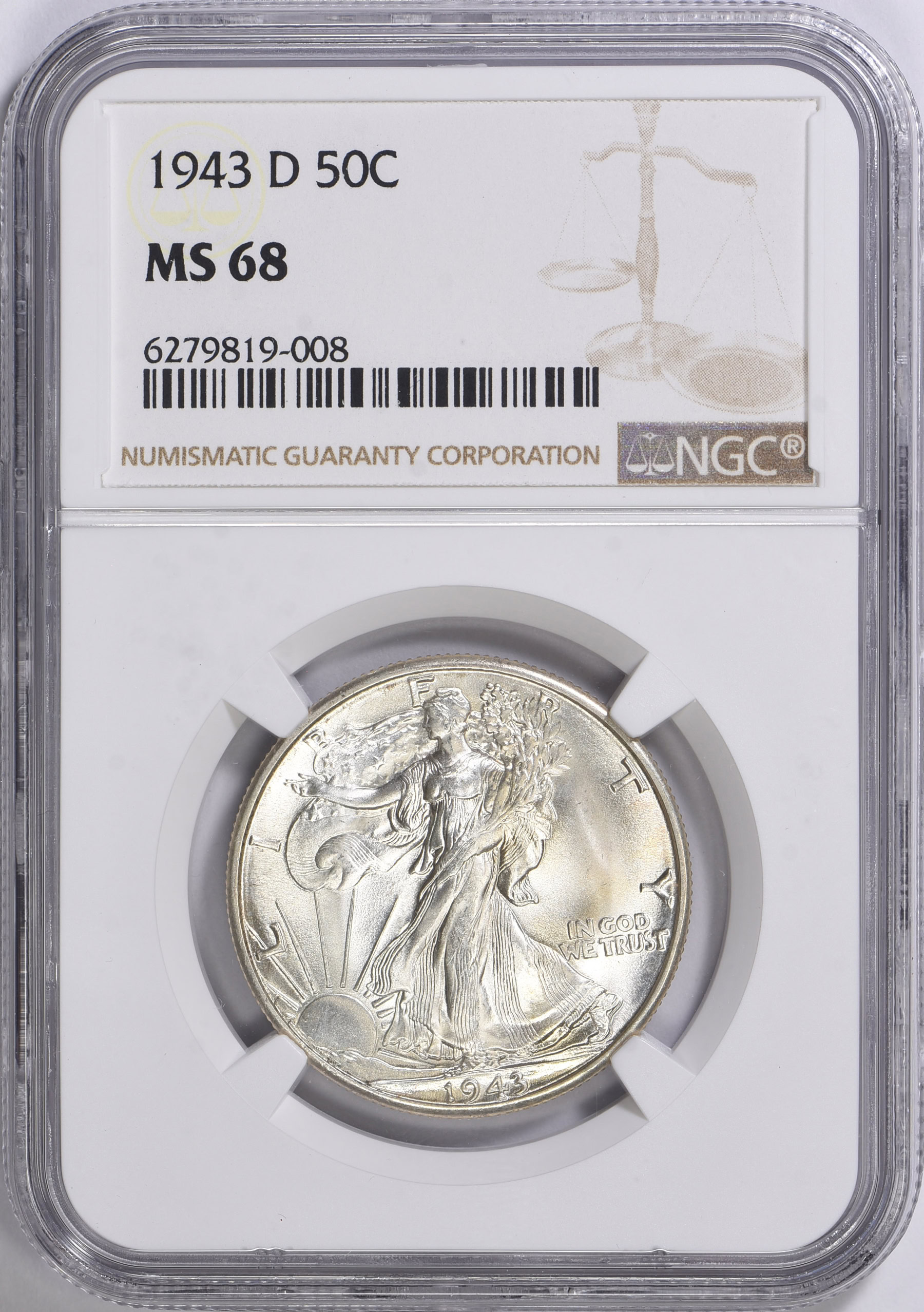 1943-D Walking Liberty Half Dollar NGC MS-68 (Item 879949) | GreatCollections Coin Auctions