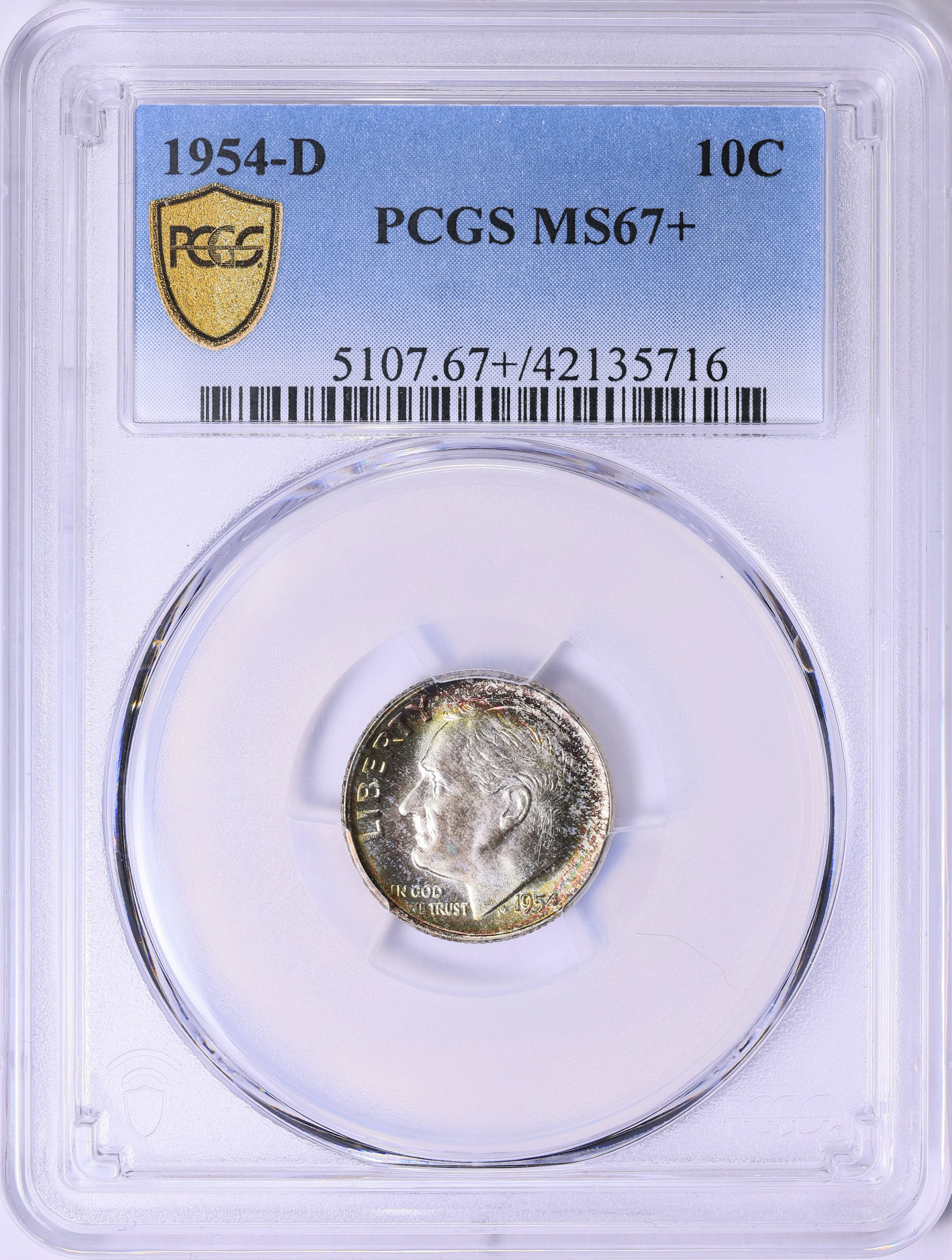 1954-D Roosevelt Dime PCGS MS-67+ (Toned) (Item 885282 ...